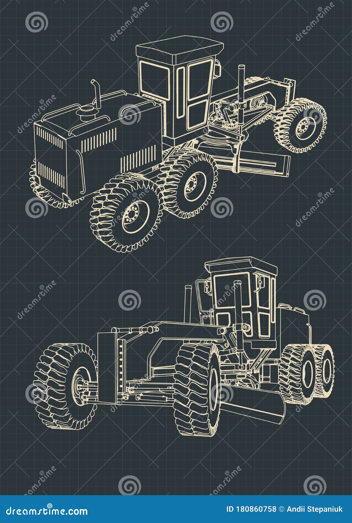 Grader Blueprints Vector Illustration Stock Vector - Illustration of ...