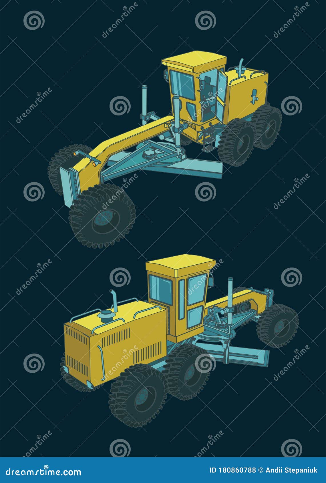 Grader color blueprints stock vector. Illustration of large - 180860788