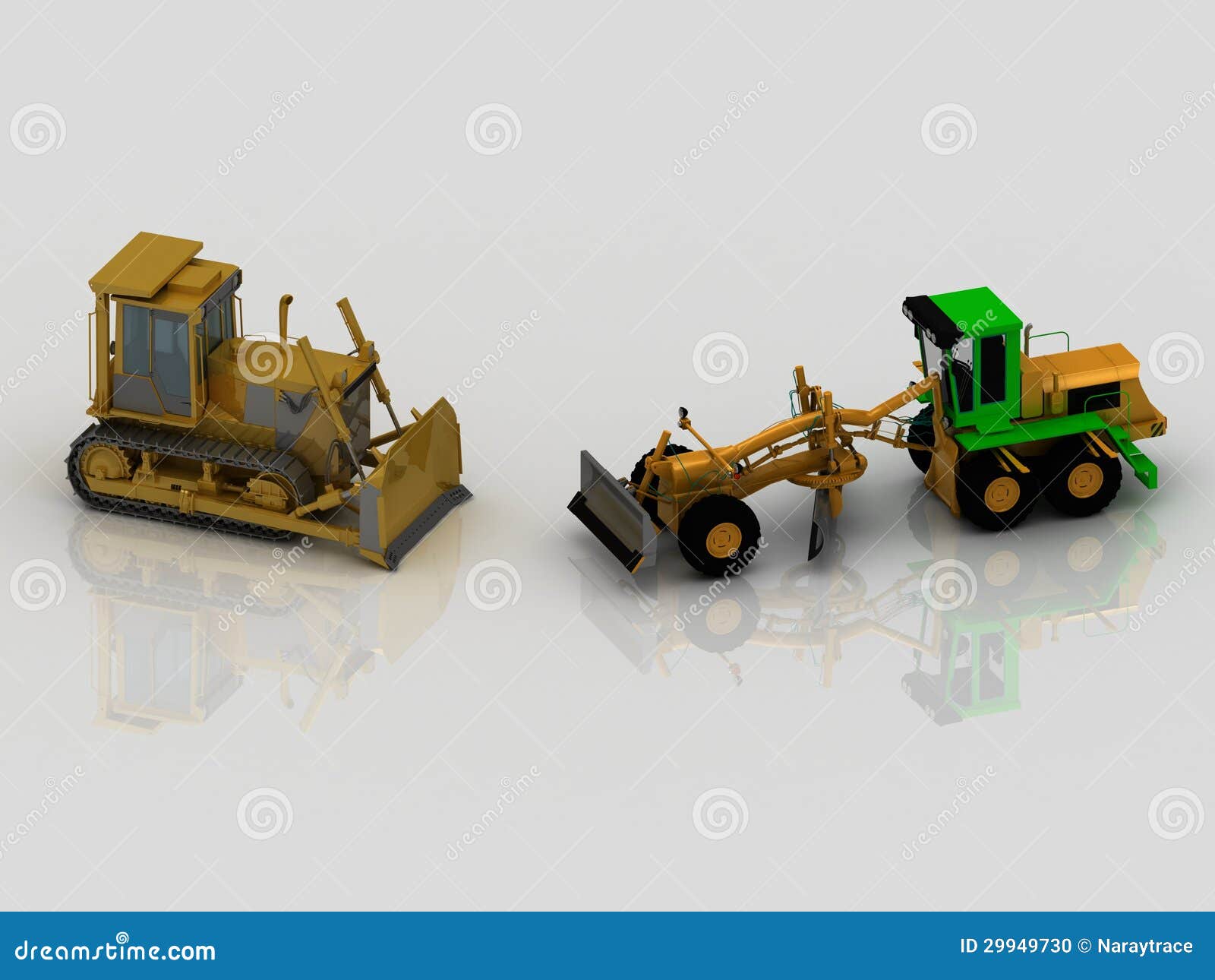 Grader and crawler tractor stock illustration. Illustration of scraper ...
