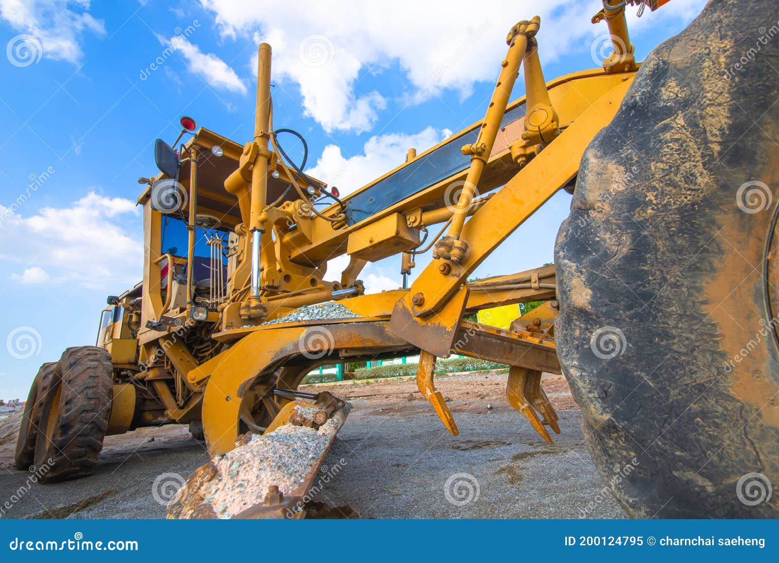Grader on the Ground at Site Construction Stock Image - Image of grader ...