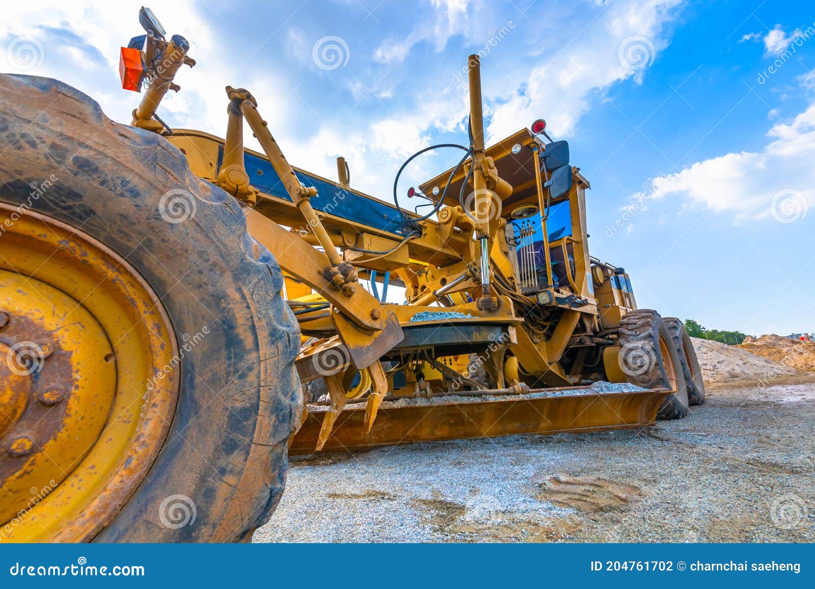 Grader on the Ground at Site Construction Stock Photo - Image of ground ...