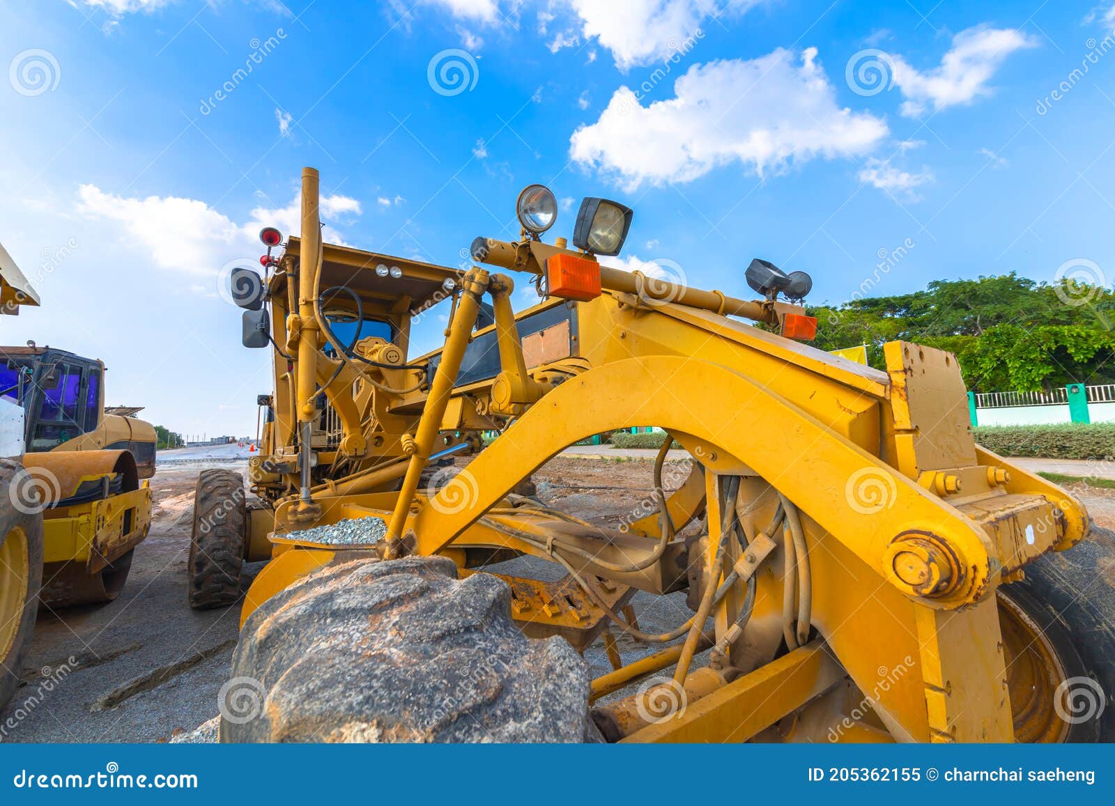 Grader on the Ground at Site Construction Stock Image - Image of ...