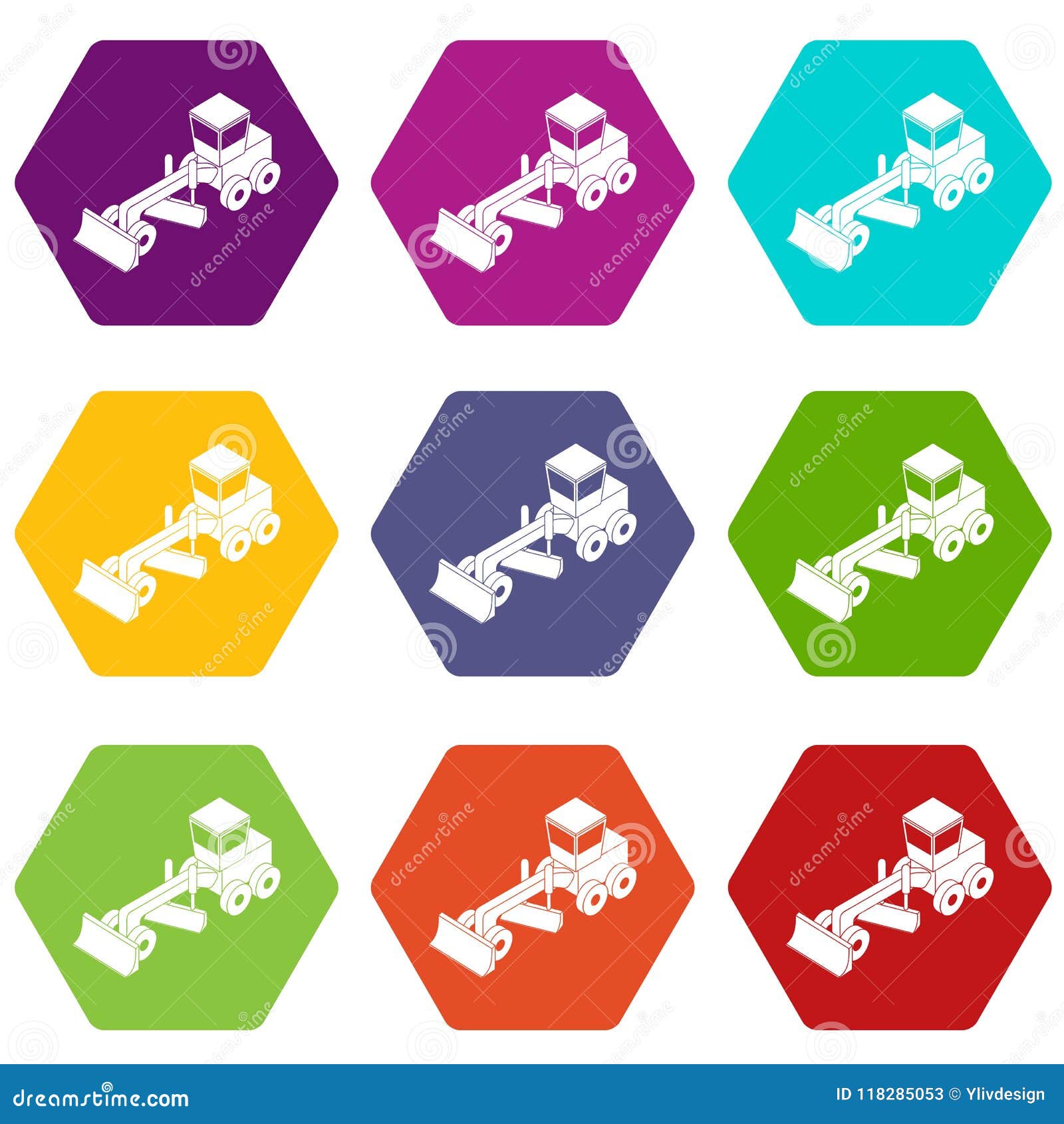 Grader icons set 9 vector stock vector. Illustration of isolated ...