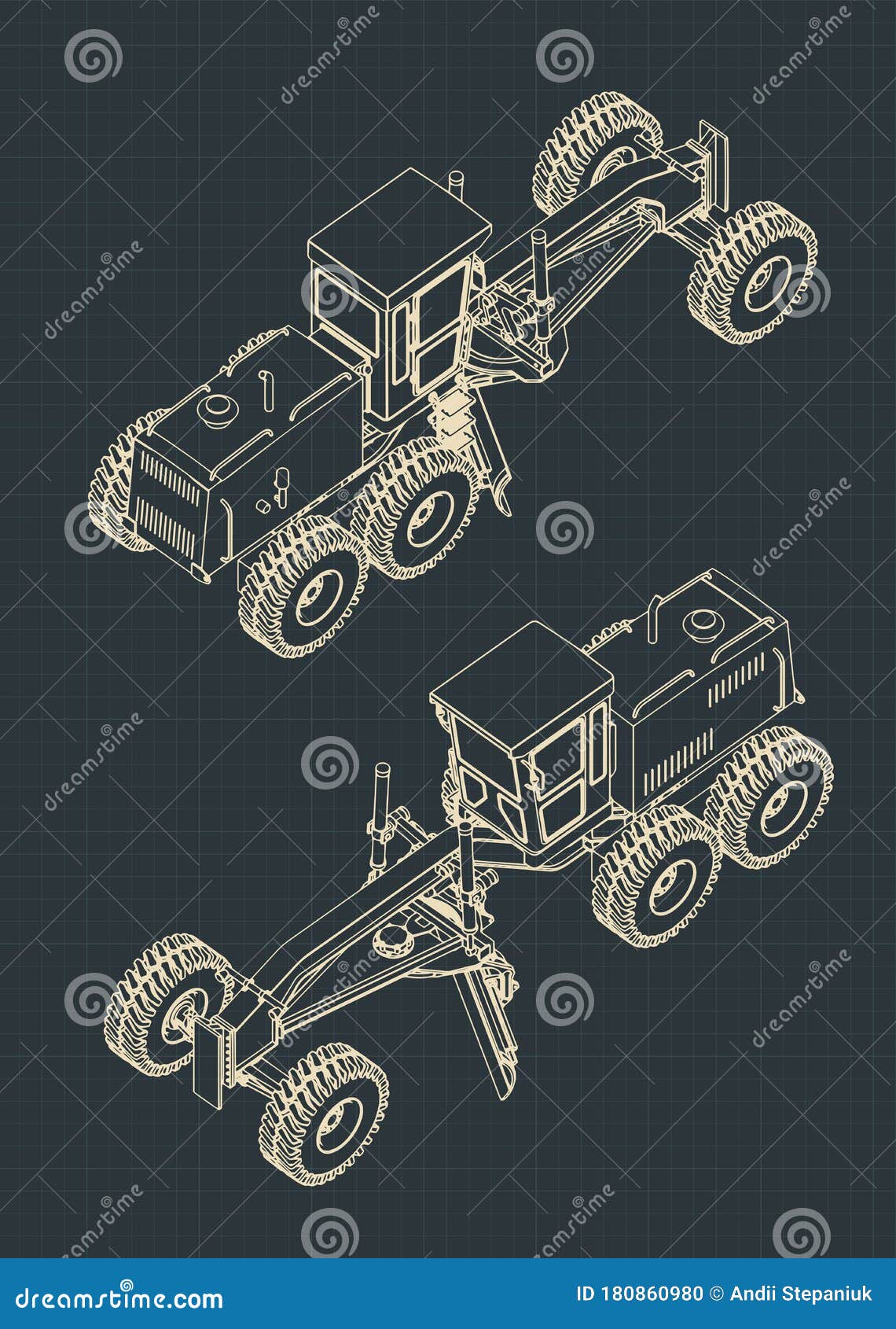 Grader Isometric Color Drawings Vector Illustration | CartoonDealer.com ...