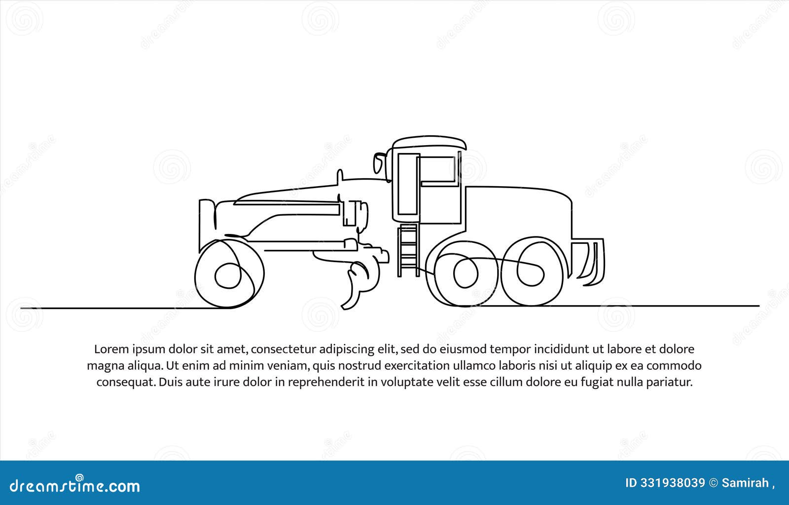 Grader Machine One Continuous Line Design. Construction Transport ...