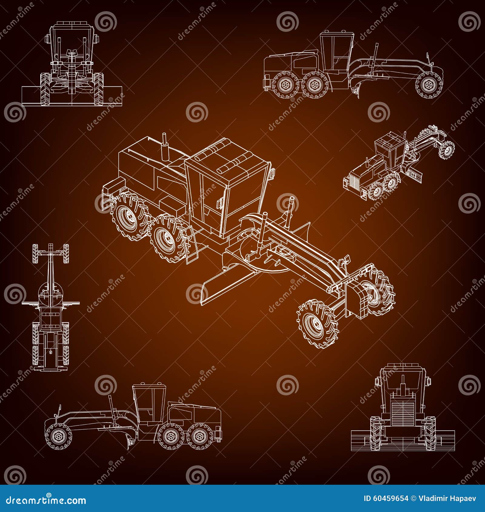 Grader And Road Signs, Vector Illustration | CartoonDealer.com #57840015