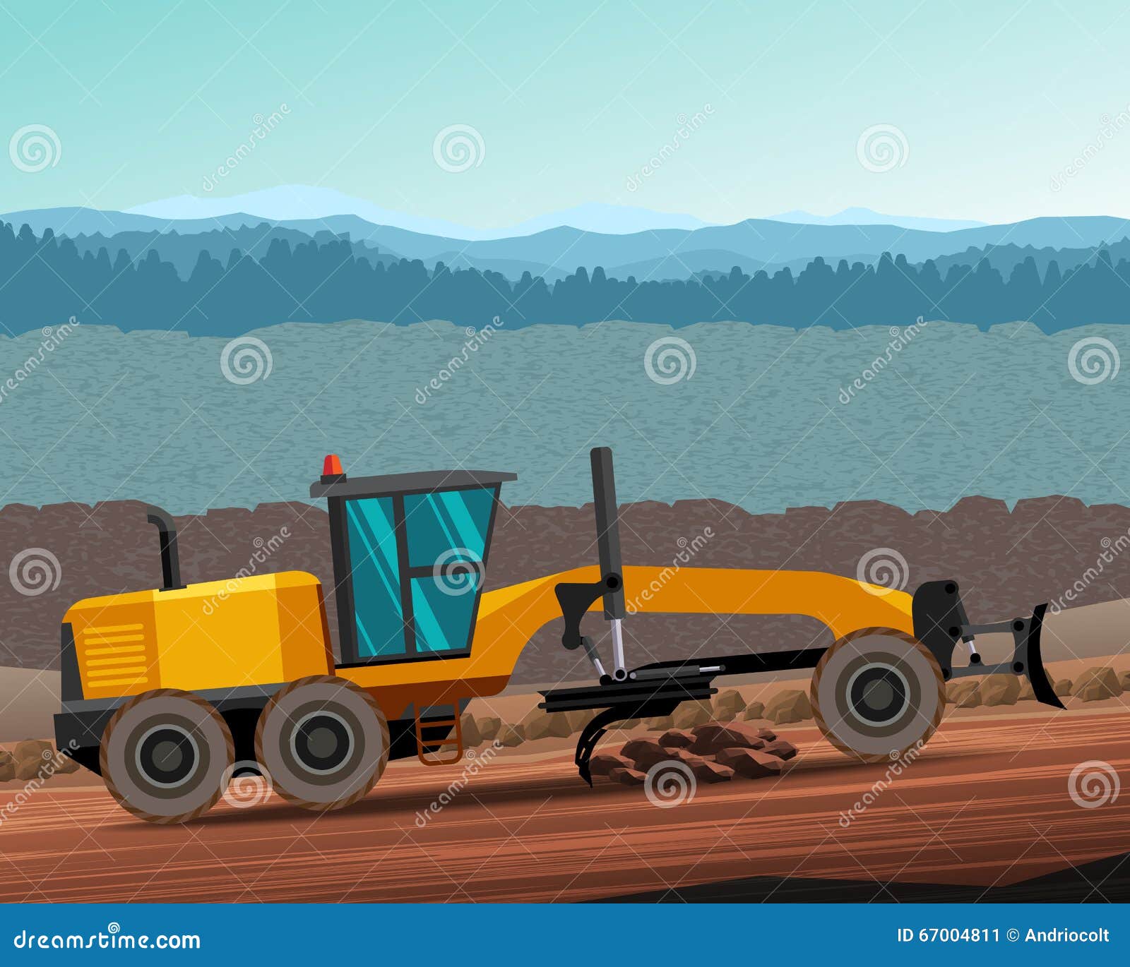 Grader Side View Color Illustration Stock Vector - Illustration of ...
