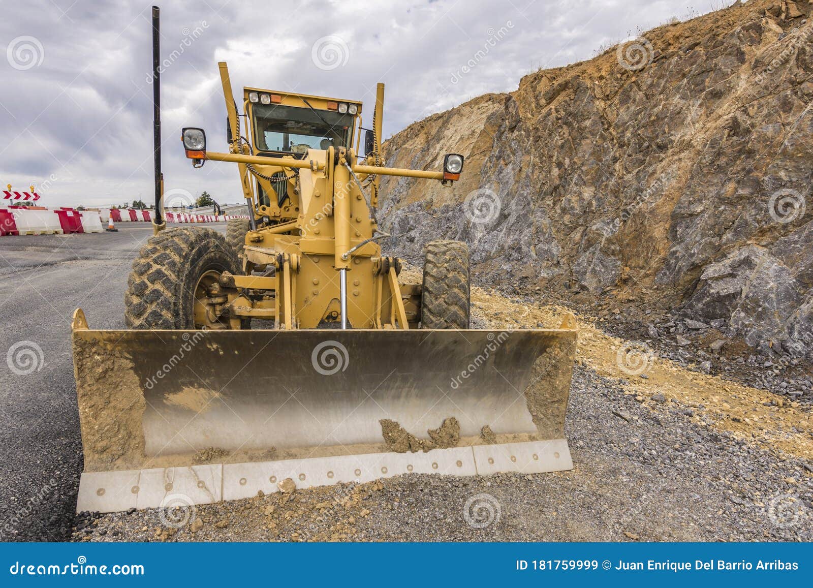 Grader Is Working On Road Construction. Grader Industrial Machine On ...