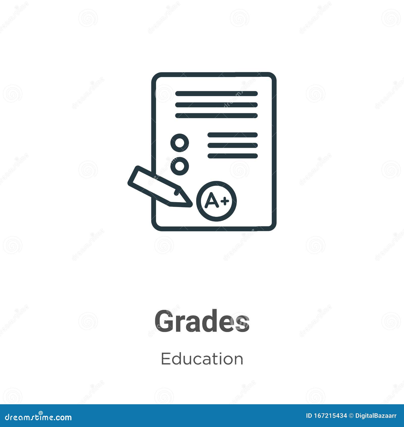 Grades Outline Vector Icon. Thin Line Black Grades Icon, Flat Vector ...