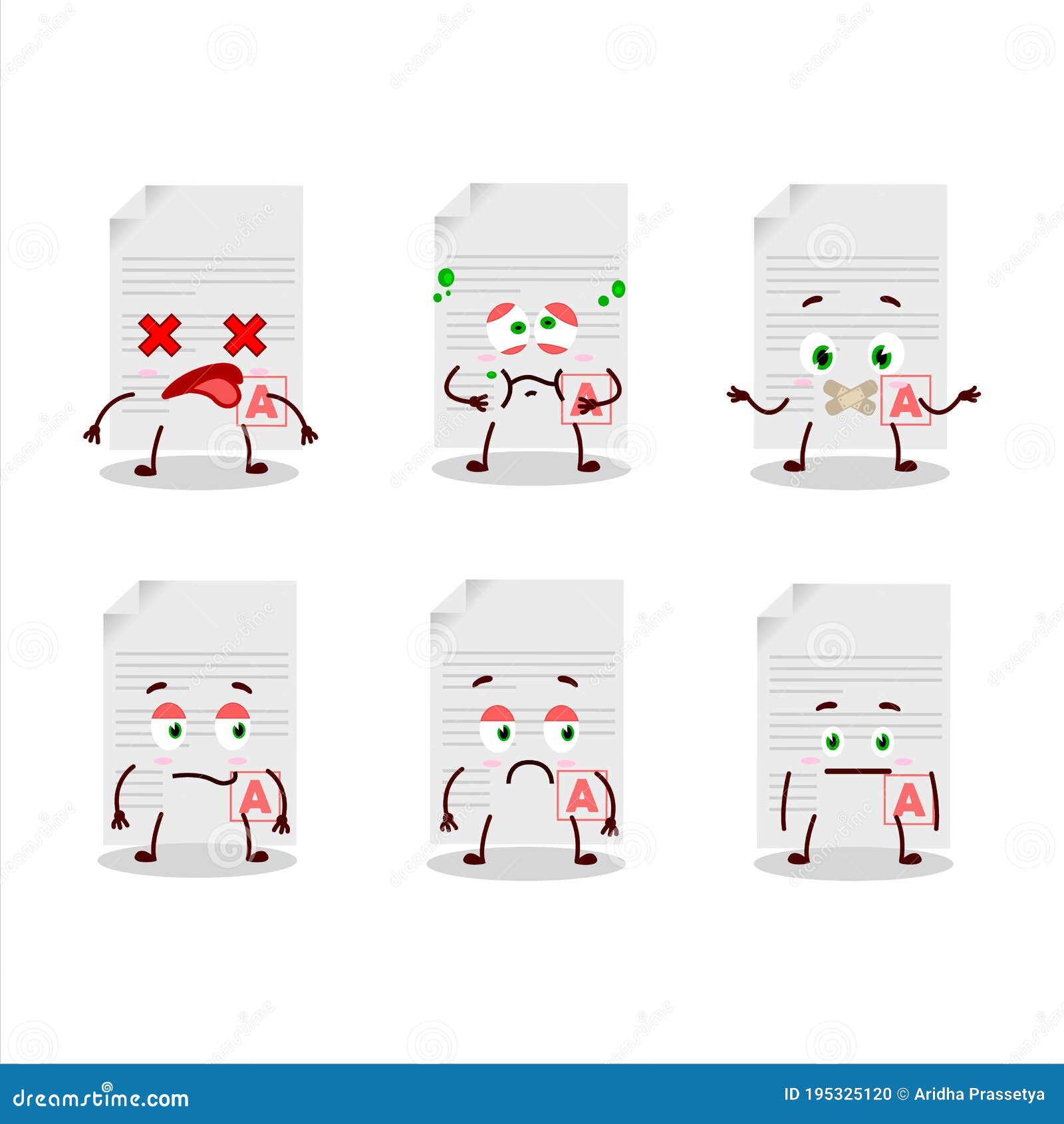 Grades Paper Cartoon Character with Nope Expression Stock Vector ...