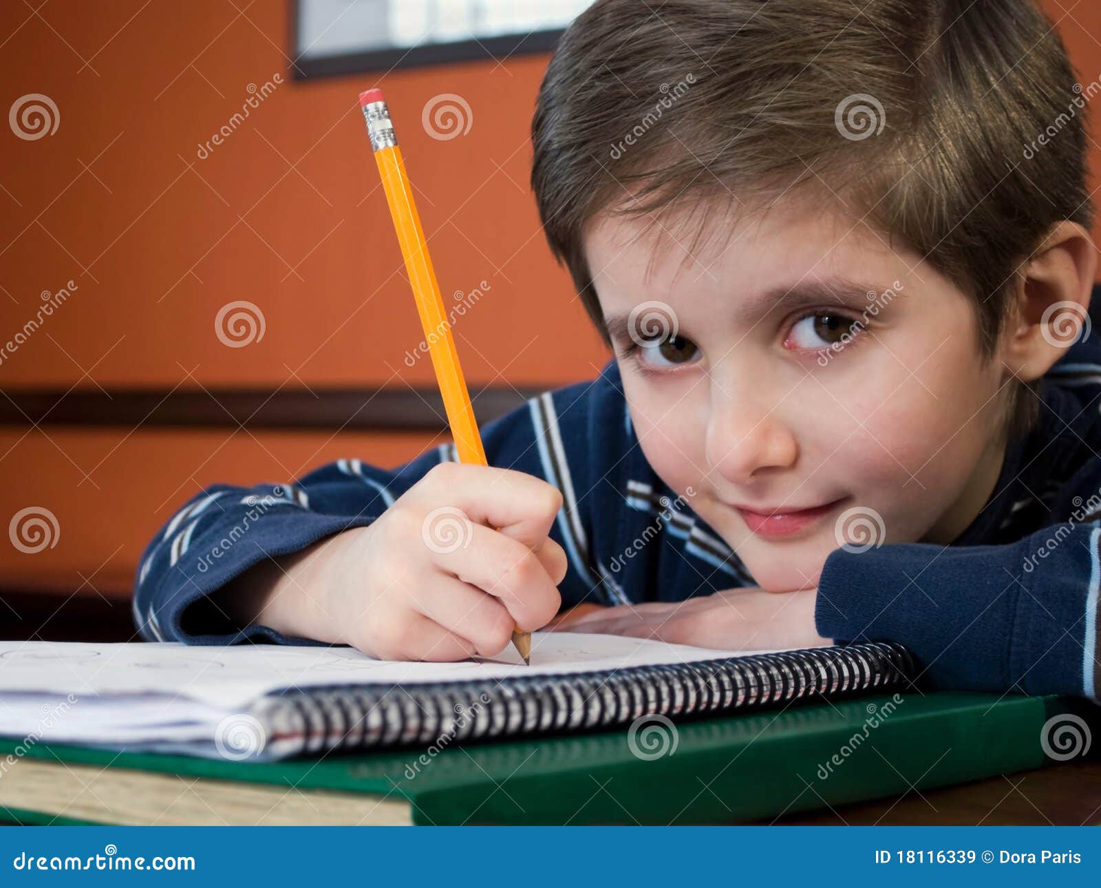 Gradeschool Kid Doing Homework Stock Image - Image of writing, pencil ...