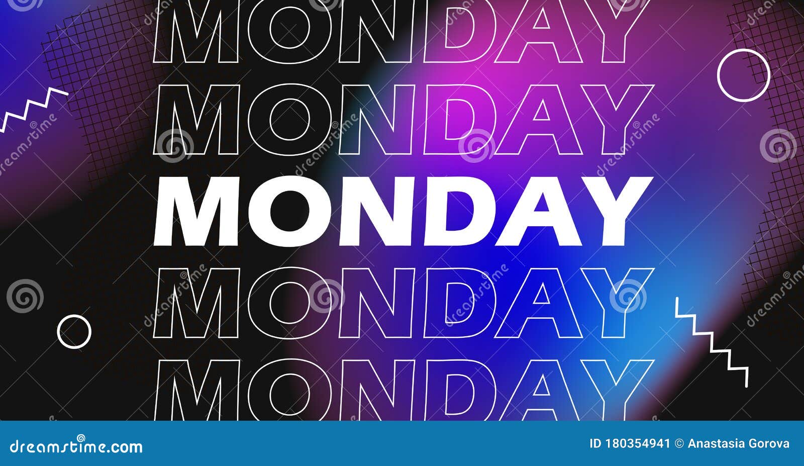Monday Banner on Modern Abstract Background with Gradient on Black ...