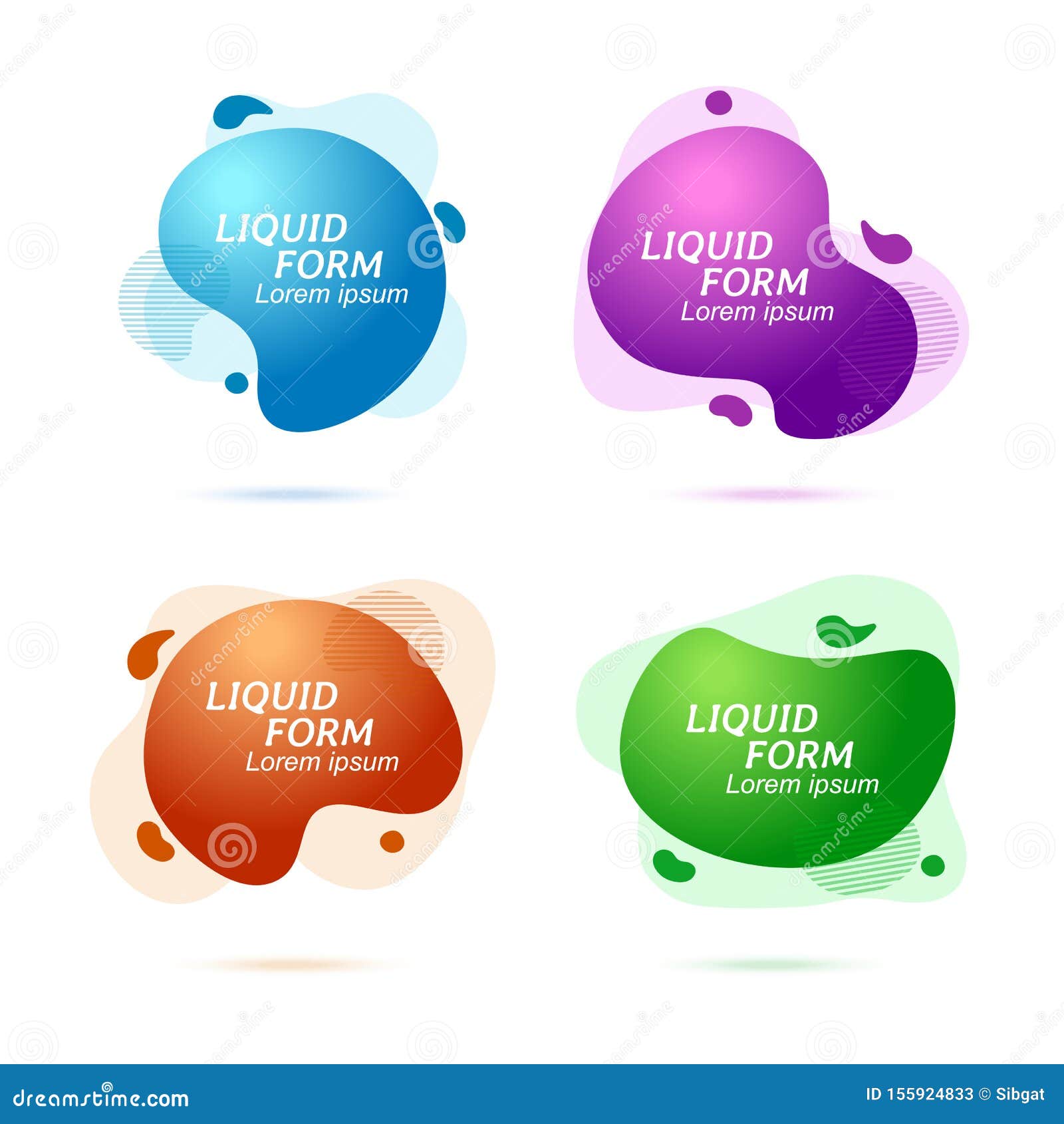 Gradient Abstract Flowing Liquid Shapes. Fluid Design. Modern Graphic ...