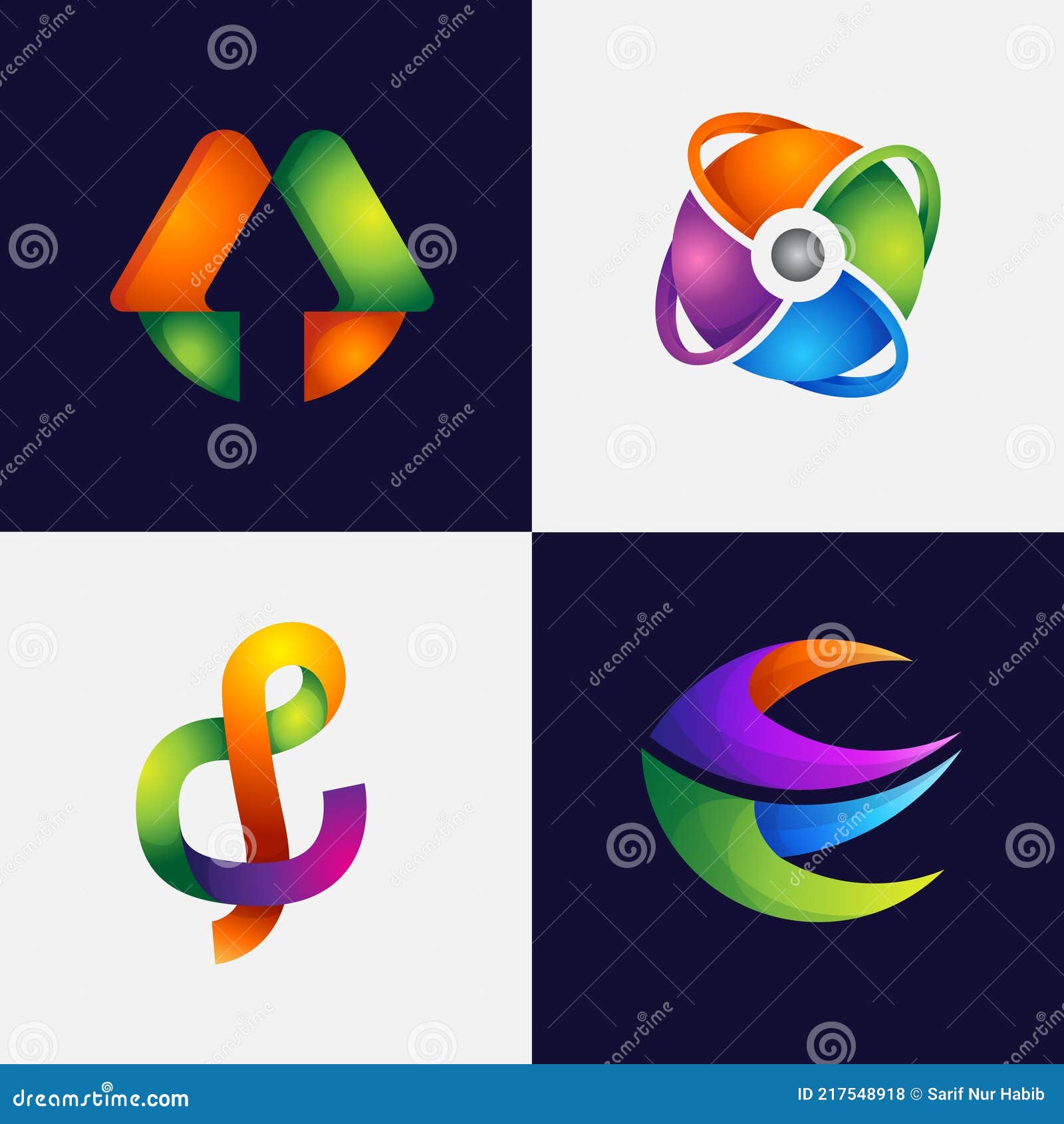 Gradient Abstract Logo Design Set Stock Vector - Illustration of ...