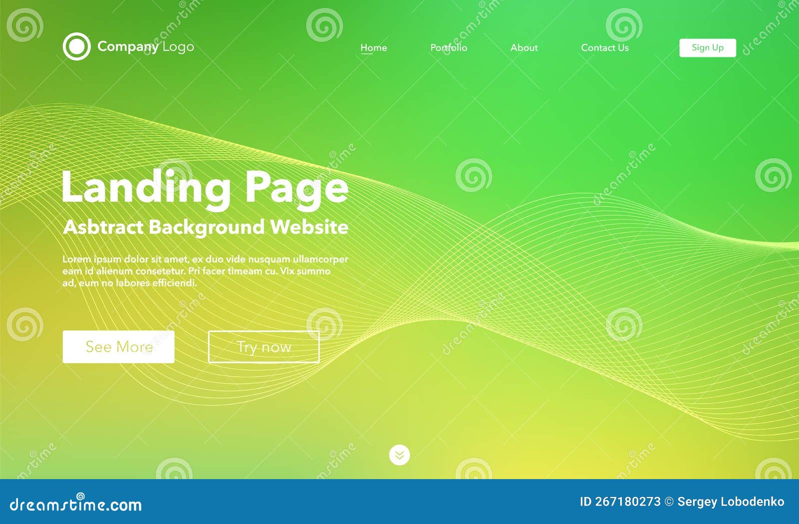 Gradient Abstract Wave Background. Landing Page. Template for Websites ...