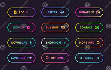 Gradient Action Buttons. Flat Web Submit Form, Modern Transition Sign ...