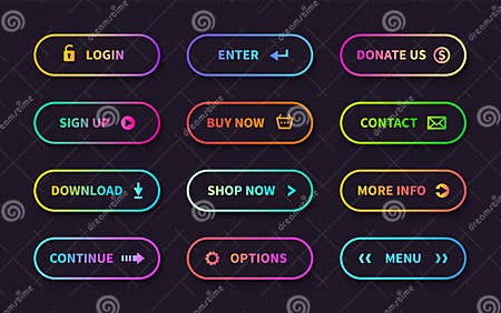 Gradient Action Buttons. Flat Web Submit Form, Modern Transition Sign ...
