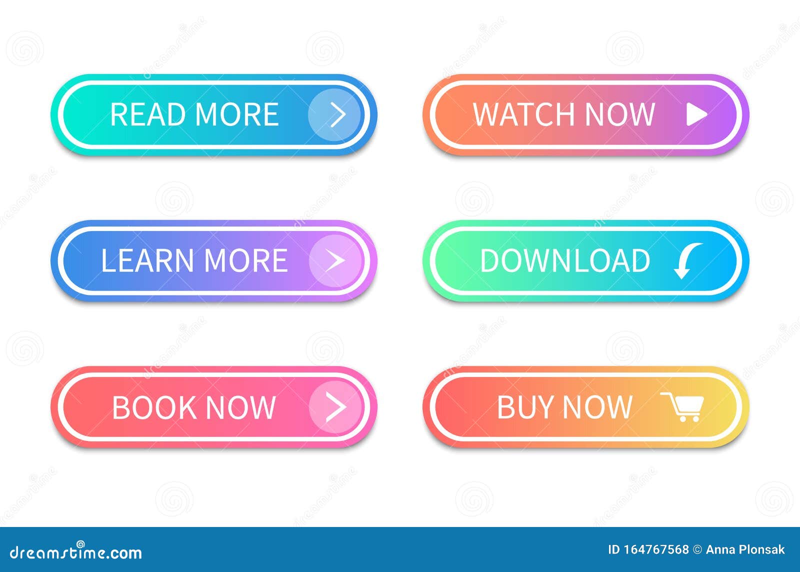 Gradient Action Buttons. Flat Web Submit Form, Modern Transition Sign ...