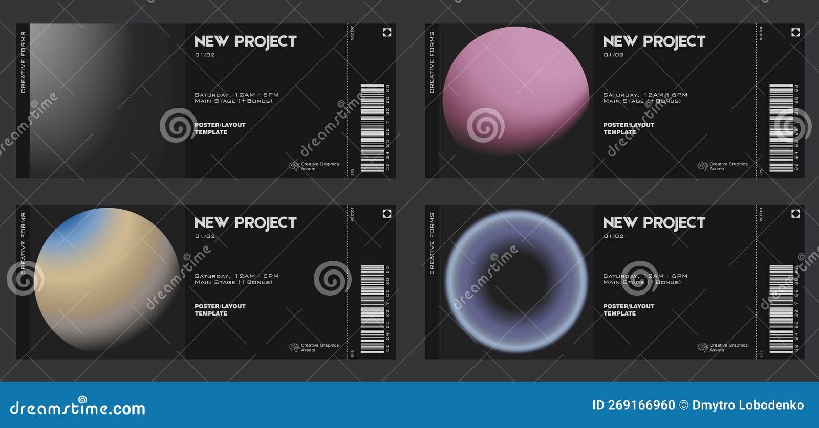 Gradient Aesthetic Art Modern Ticket Design Collection. Stock Vector ...