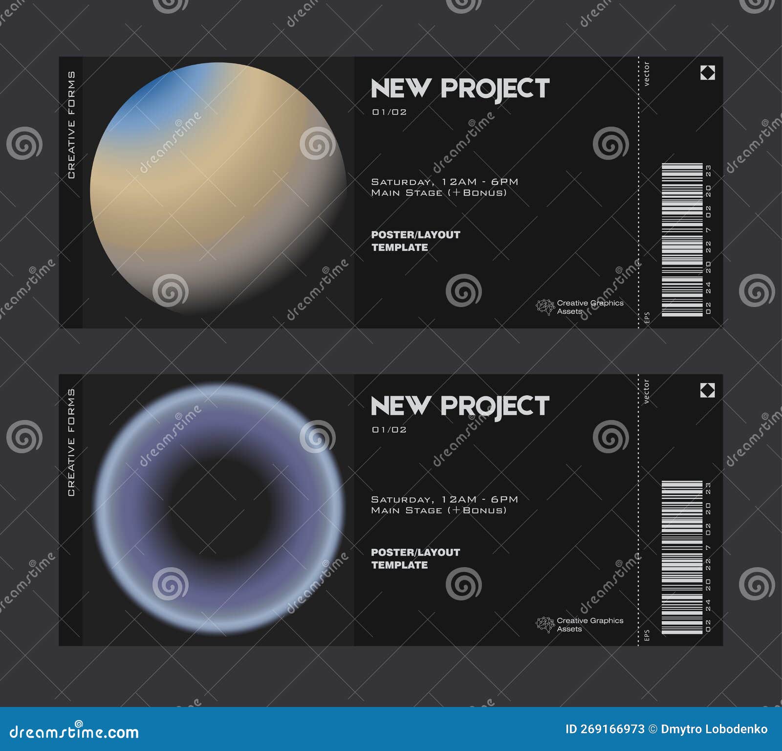 Gradient Aesthetic Art Modern Ticket Design Collection. Stock ...