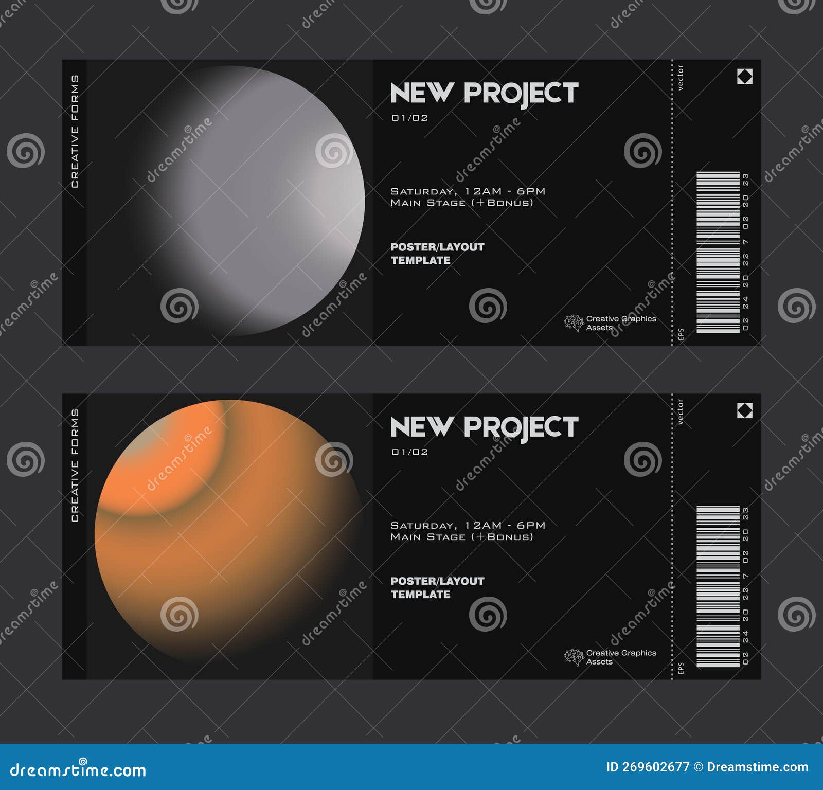 Gradient Aesthetic Art Modern Ticket Design Collection. Template Set ...
