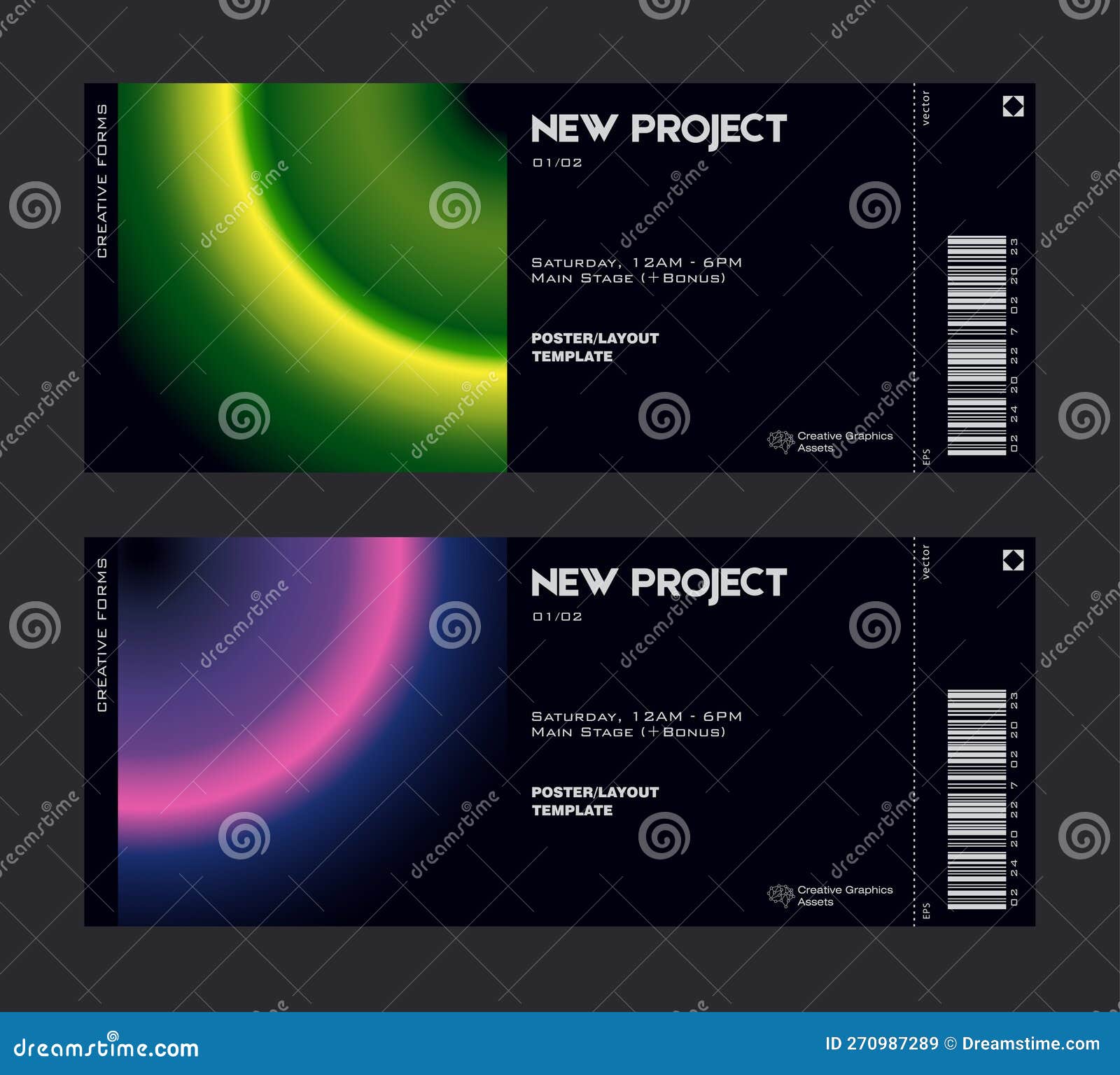 Gradient Aesthetic Art Modern Ticket Design. Template Layout With ...