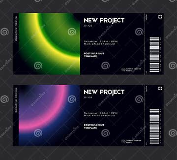 Gradient Aesthetic Art Modern Ticket Design. Template Layout with ...