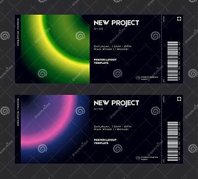 Gradient Aesthetic Art Modern Ticket Design. Template Layout with ...