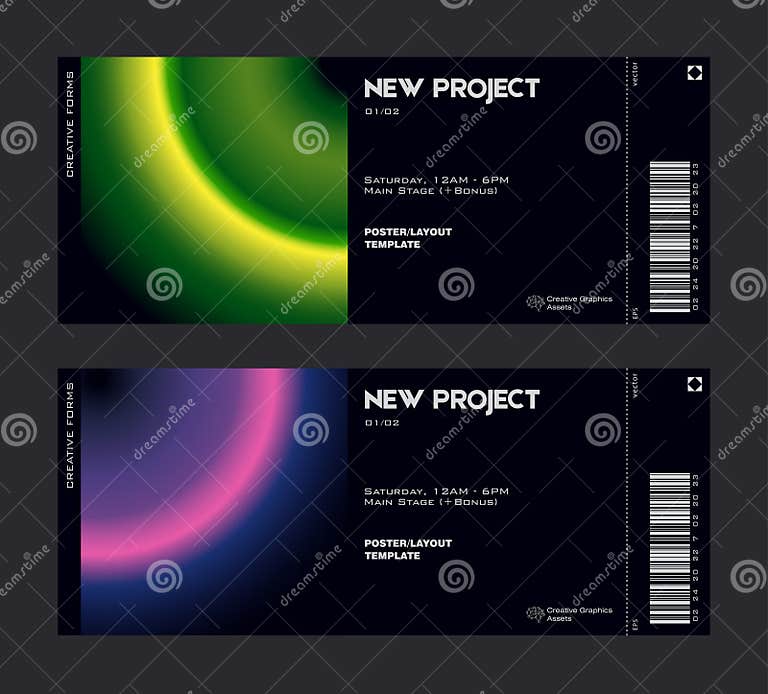Gradient Aesthetic Art Modern Ticket Design. Template Layout with ...