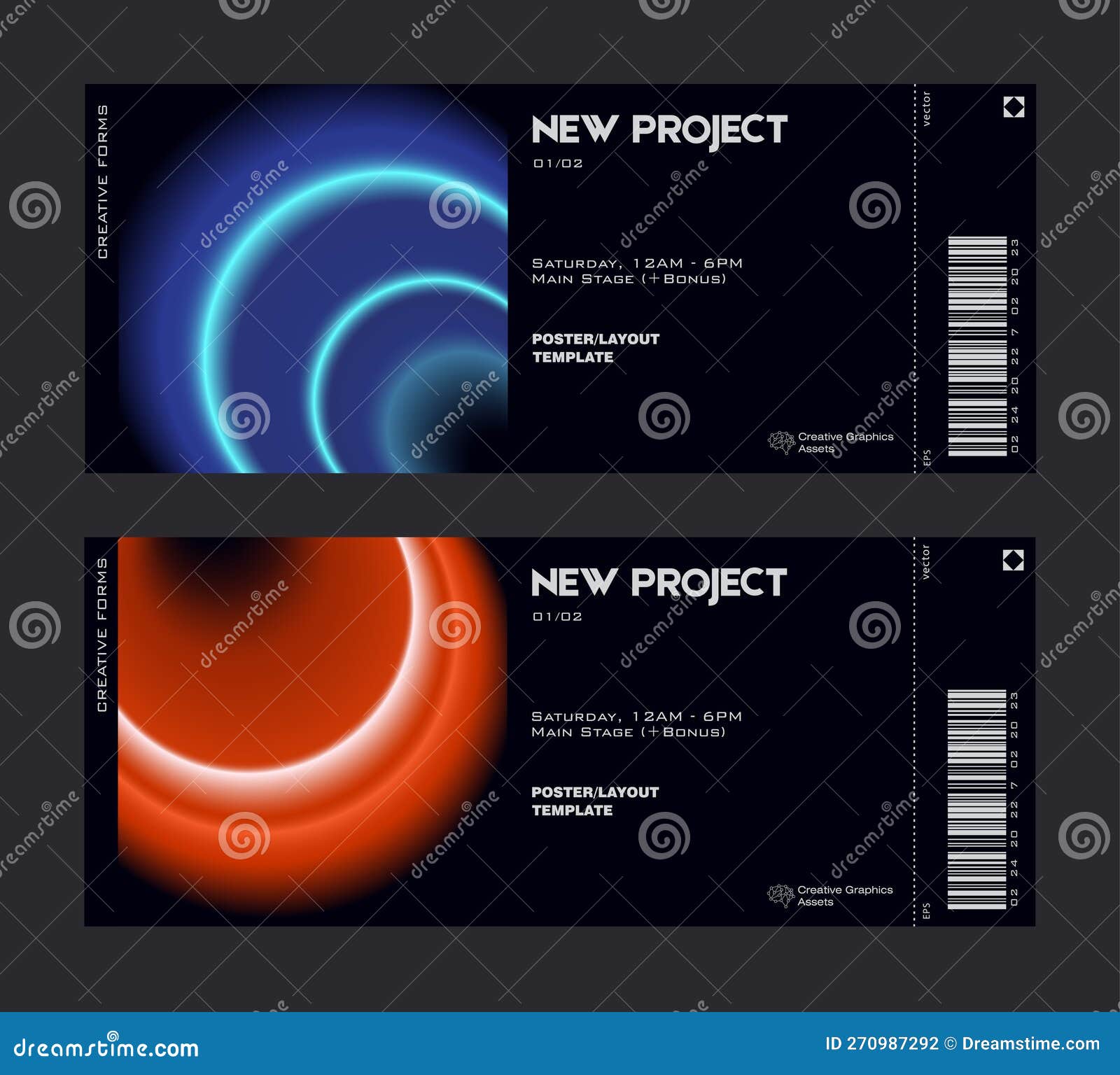 Gradient Aesthetic Art Modern Ticket Design. Template Layout with ...
