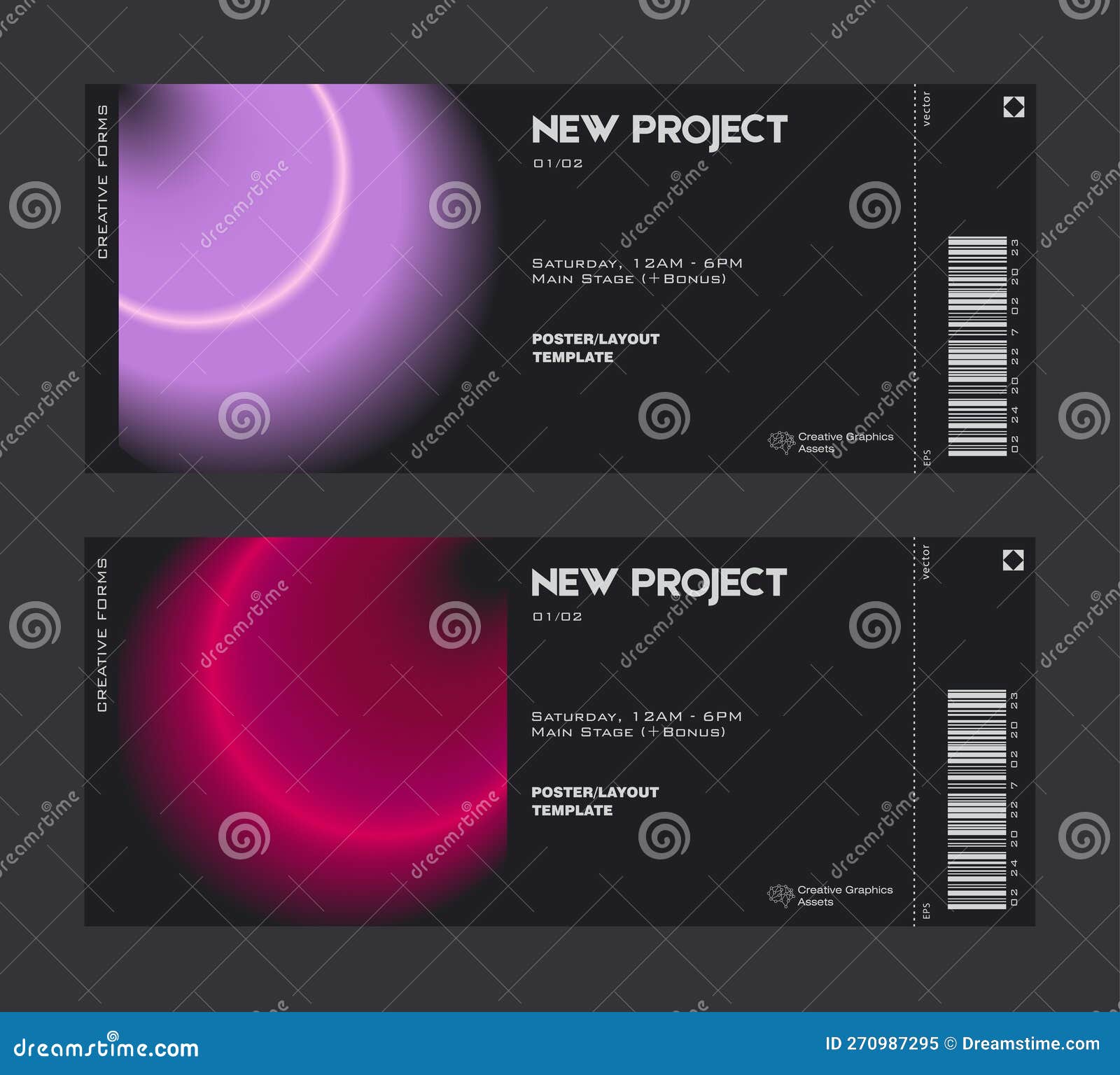Gradient Aesthetic Art Modern Ticket Design. Template Layout with ...