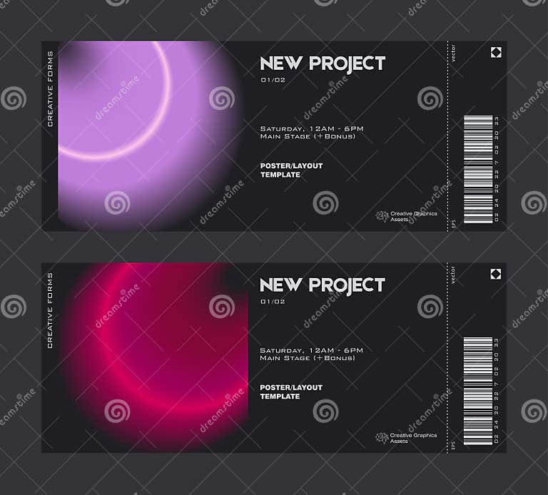 Gradient Aesthetic Art Modern Ticket Design. Template Layout with ...