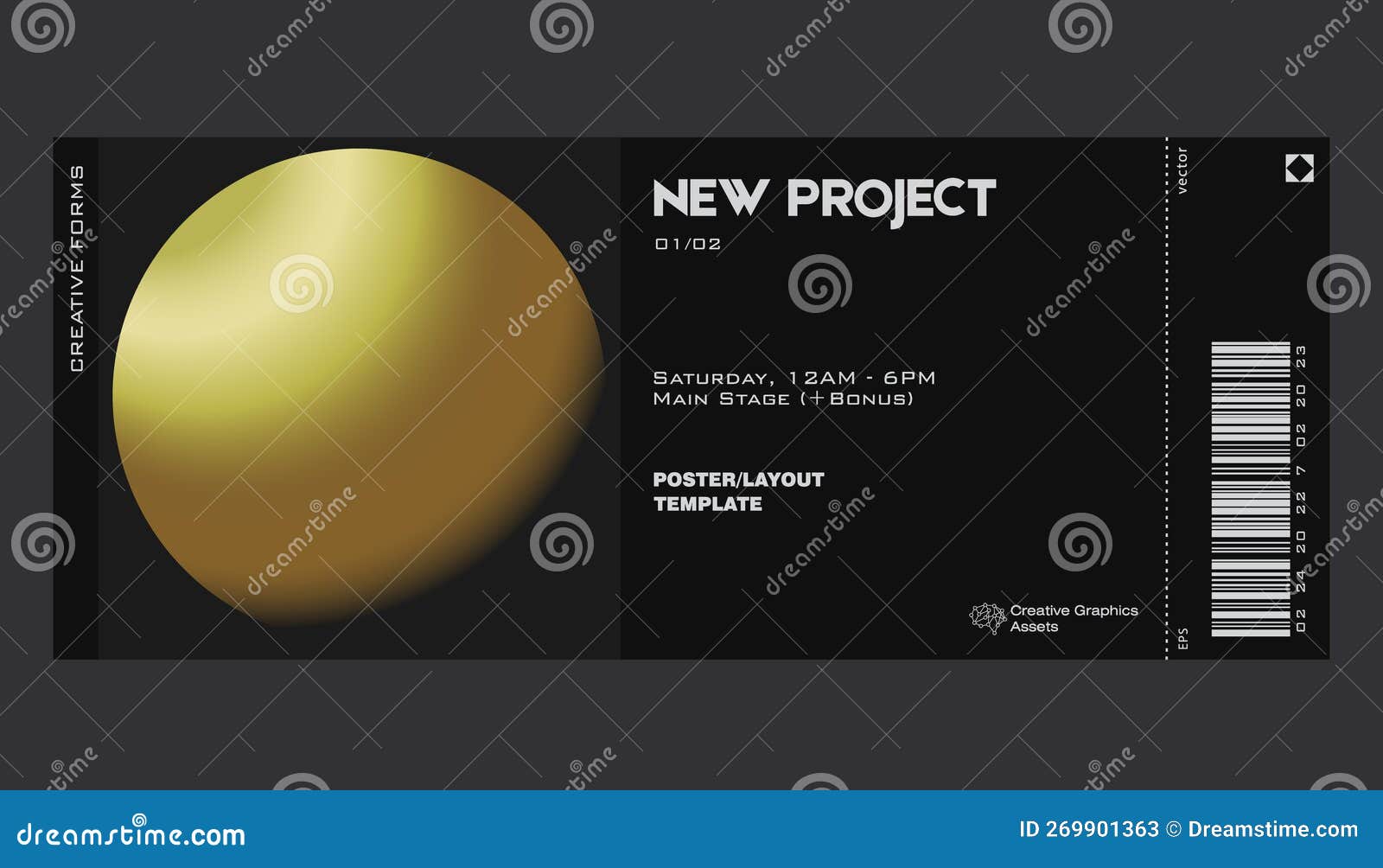 Gradient Aesthetic Art Modern Ticket Design. Template Layout with ...