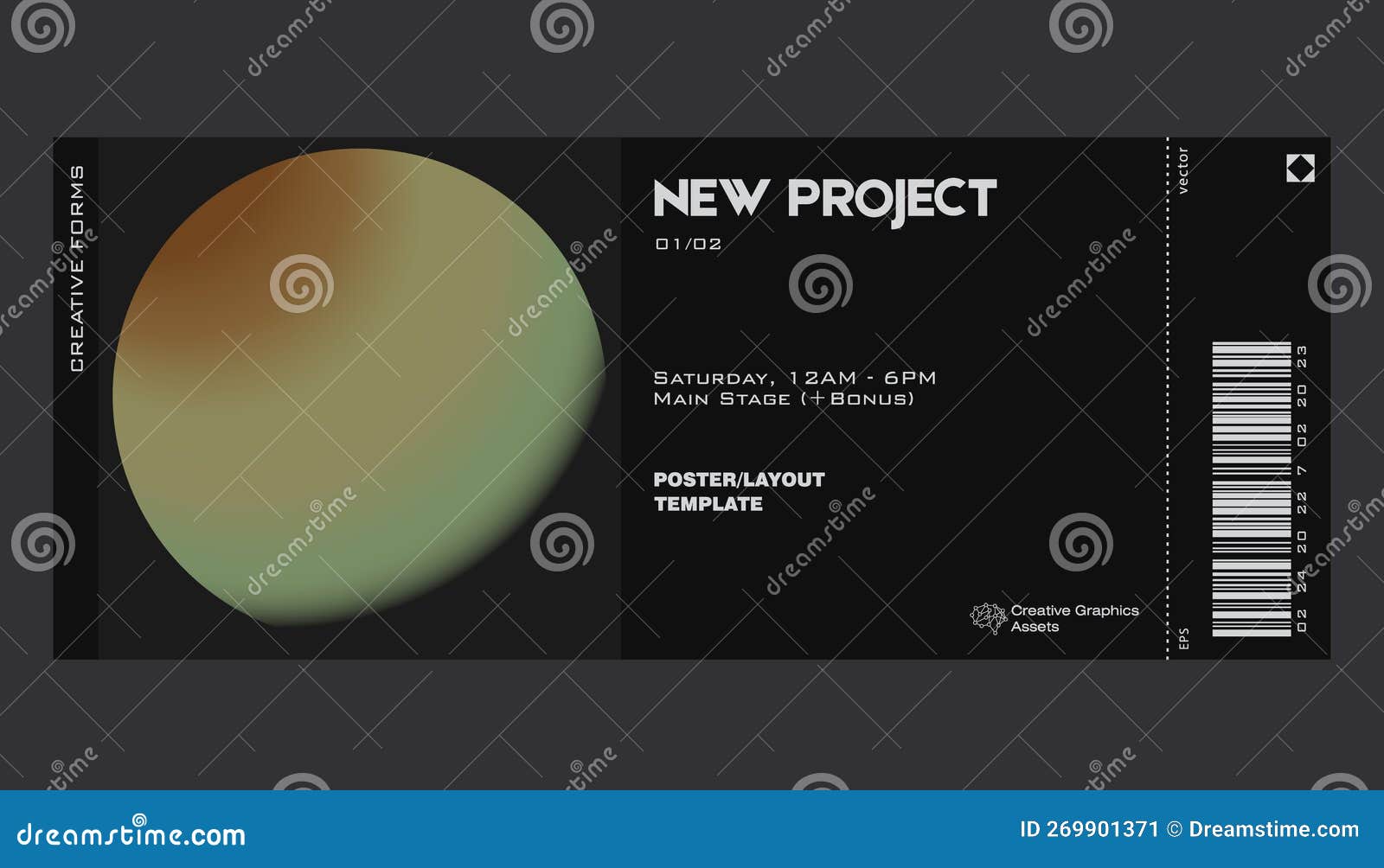 Gradient Aesthetic Art Modern Ticket Design. Template Layout with ...