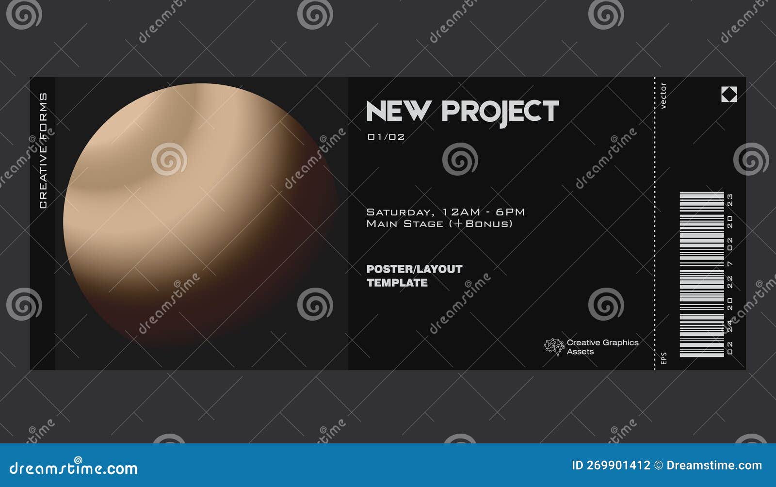 Gradient Aesthetic Art Modern Ticket Design. Template Layout with ...