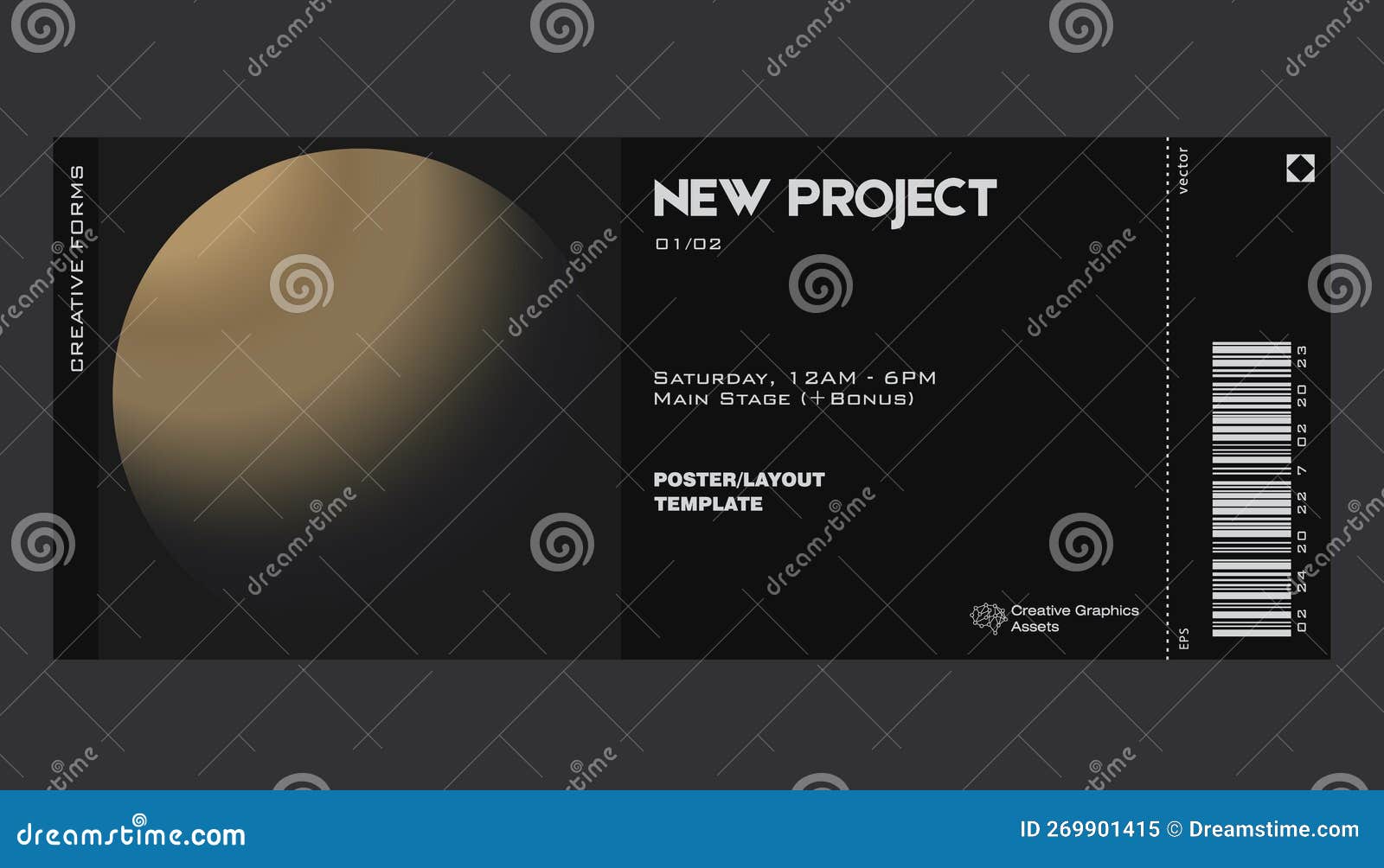 Gradient Aesthetic Art Modern Ticket Design. Template Layout with ...