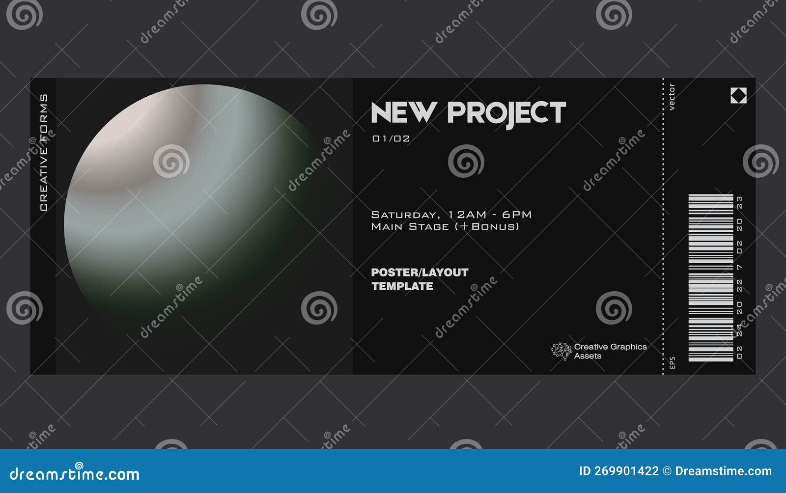 Gradient Aesthetic Art Modern Ticket Design. Template Layout with ...