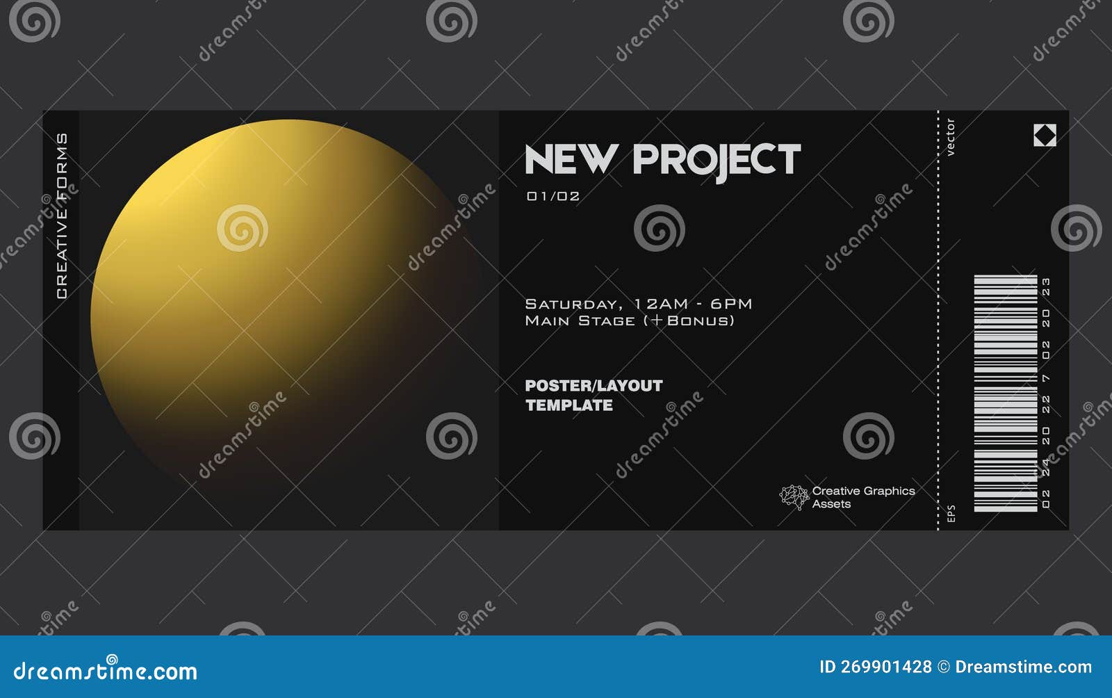 Gradient Aesthetic Art Modern Ticket Design. Template Layout with ...