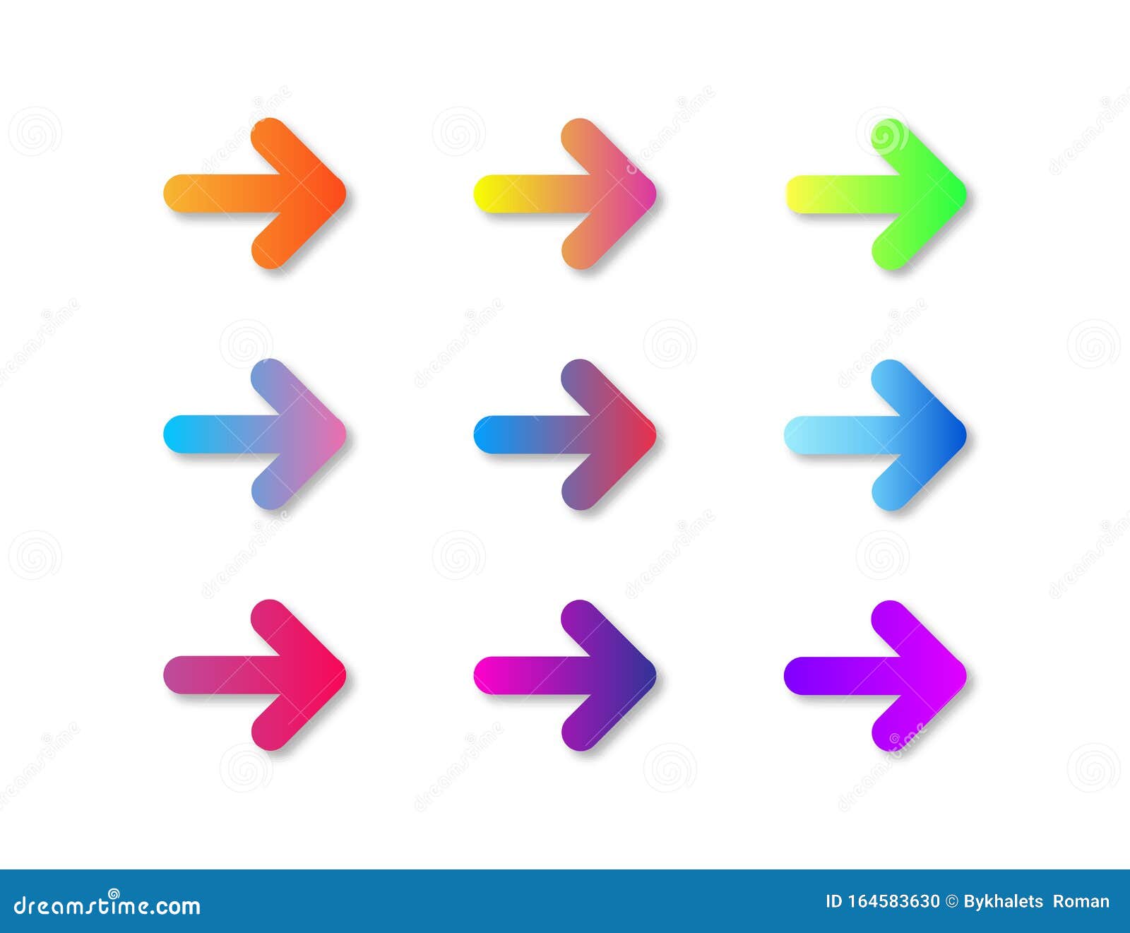 Gradient Arrow Button. Colored Sign of Navigation. Isolated Arrows with ...