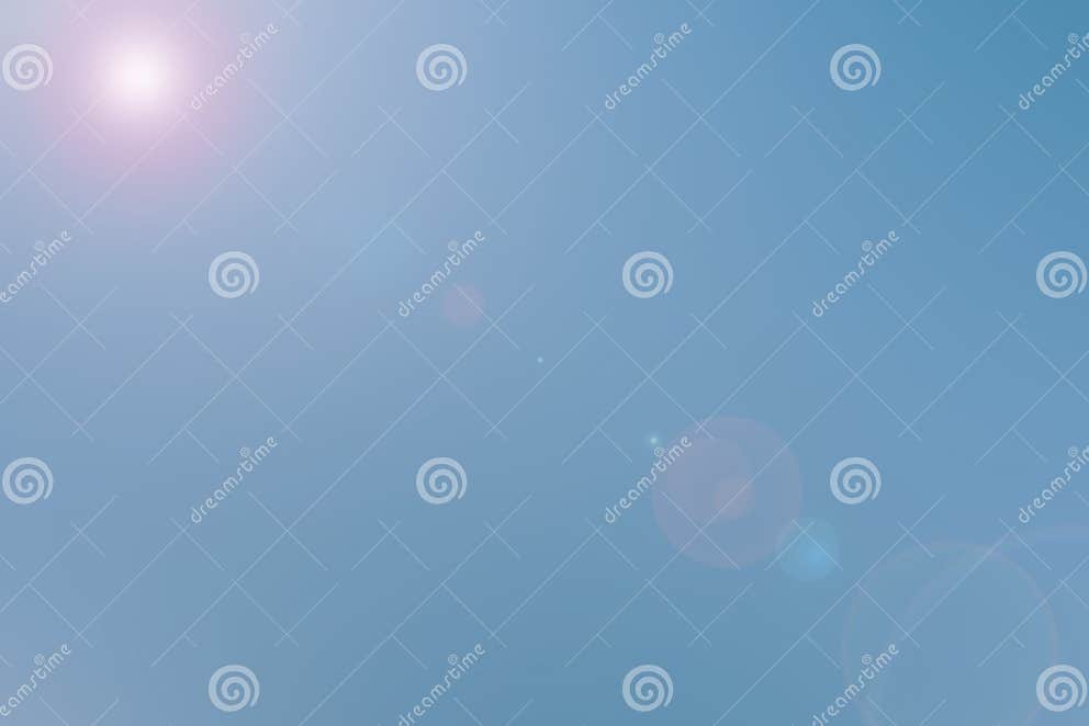 Gradient Background of Clear Blue Sky with Sunlight Flare Stock Photo ...