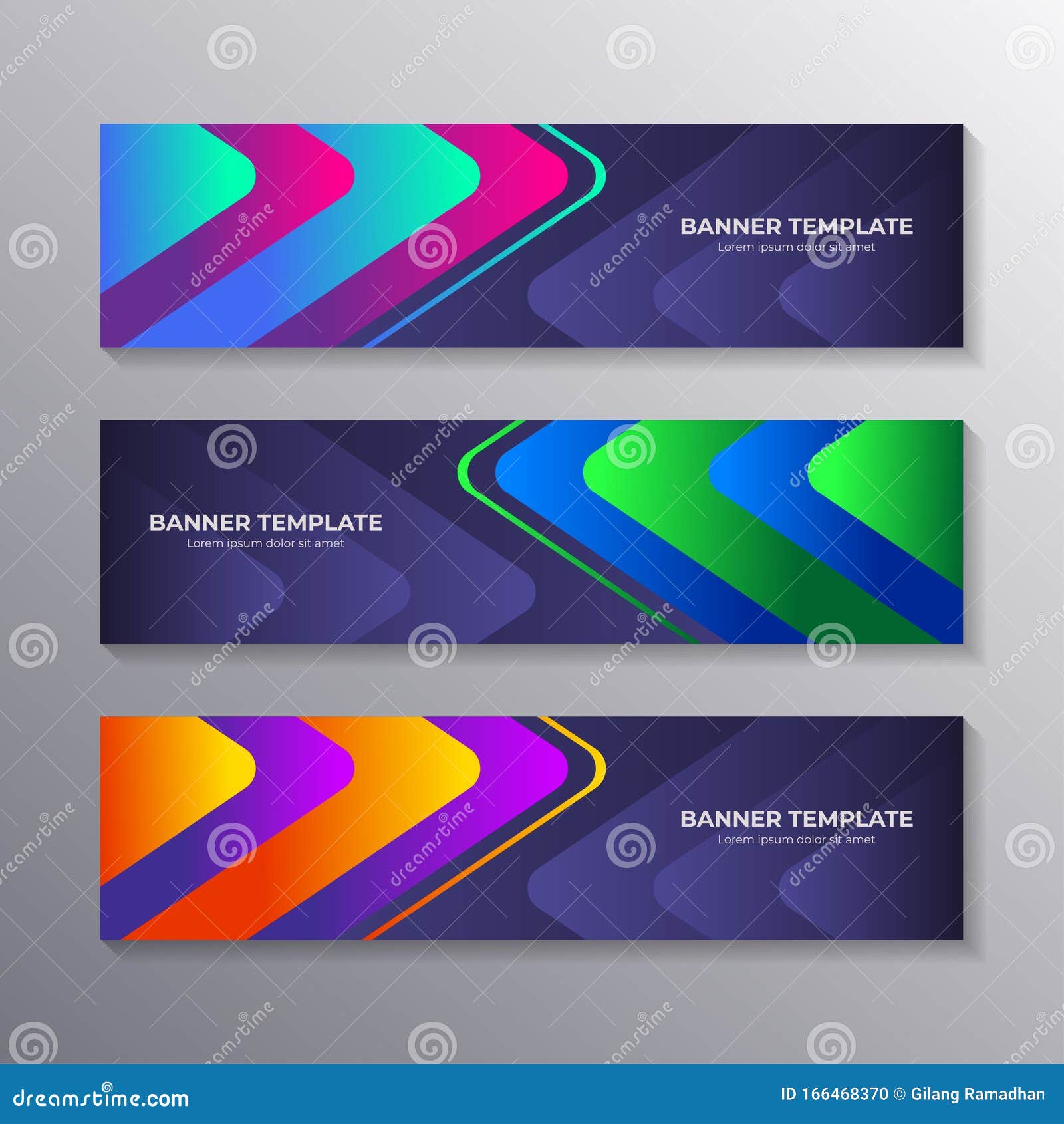 Gradient Banner Template, Modern Cool Geometric Shape Neon Glow ...