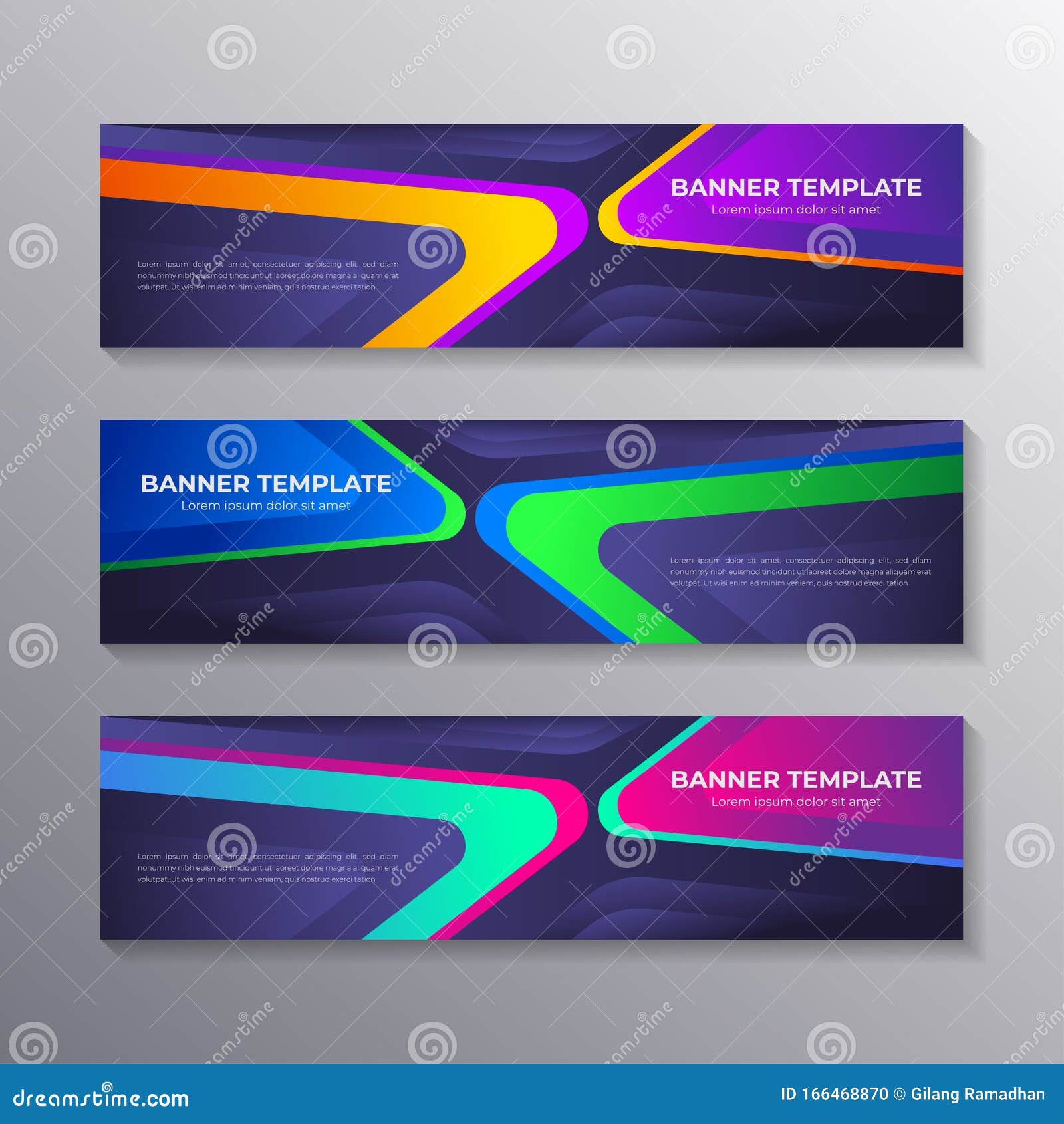 Gradient Banner Template, Modern Cool Geometric Shape Neon Glow ...