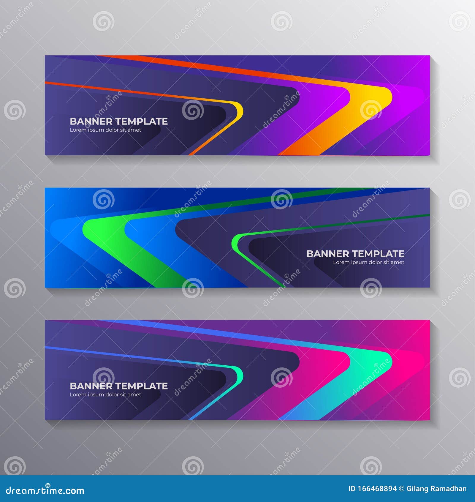 Gradient Banner Template, Modern Cool Geometric Shape Neon Glow ...