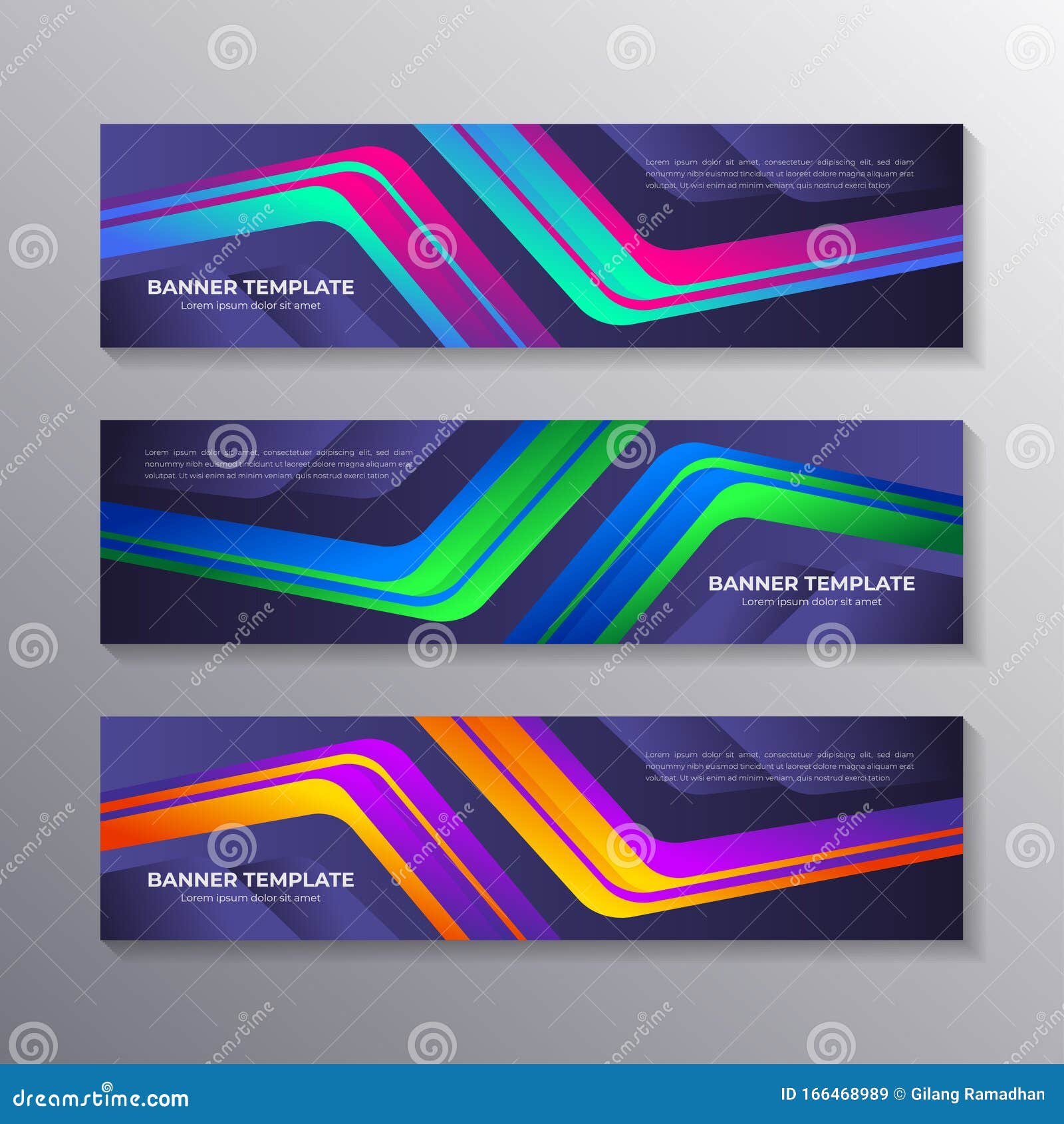 Gradient Banner Template, Modern Cool Geometric Shape Neon Glow ...