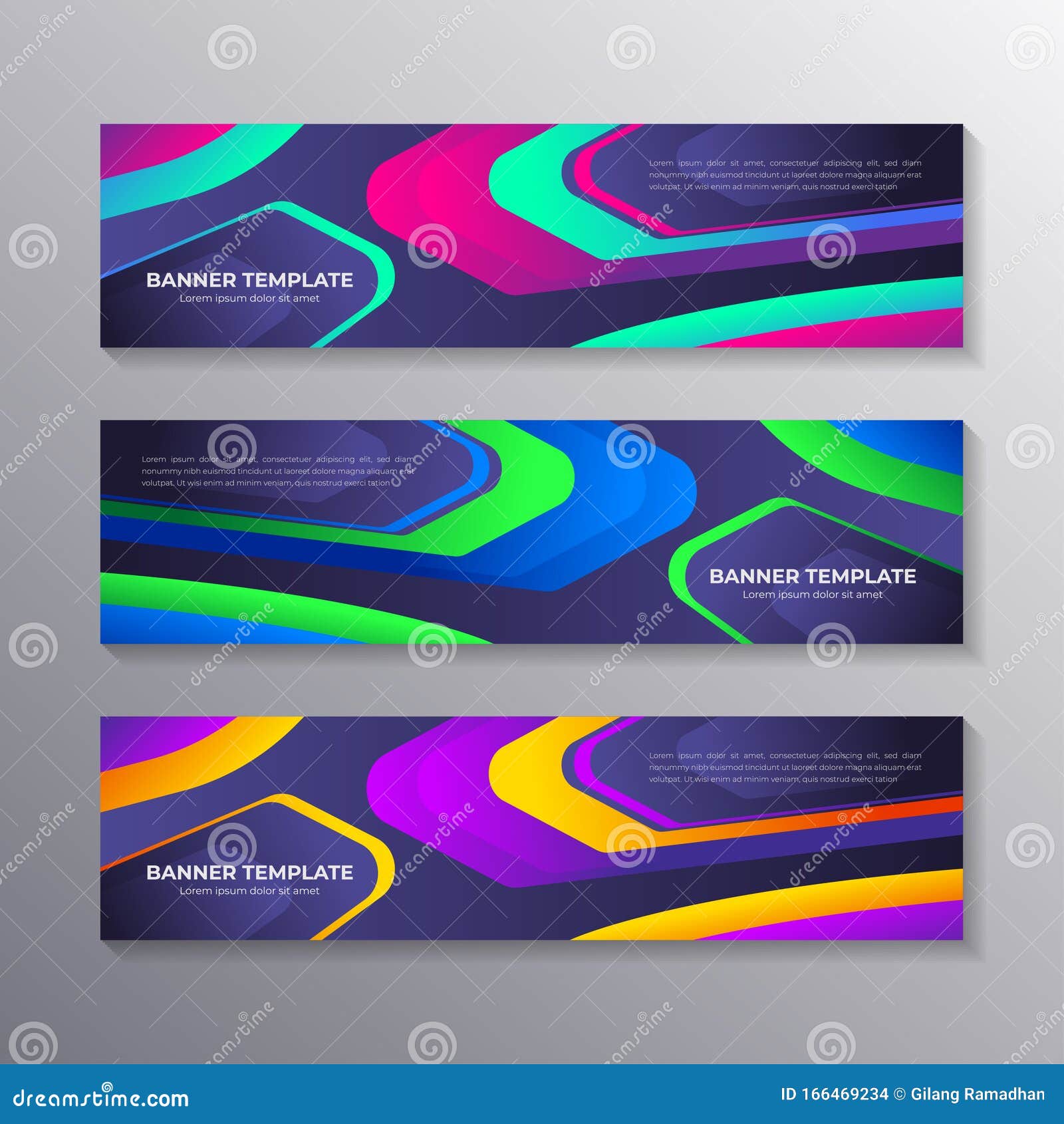 Gradient Banner Template, Modern Cool Geometric Shape Neon Glow ...