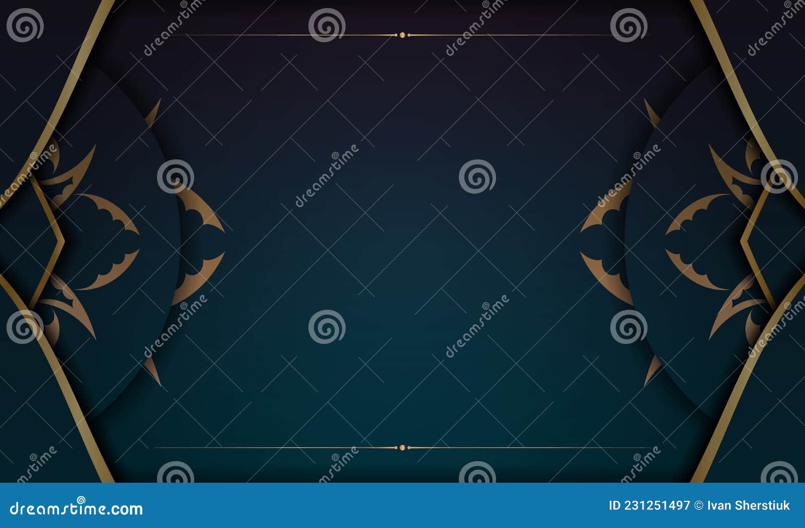 Gradient Blue Background with Greek Gold Pattern and Logo Space Stock ...