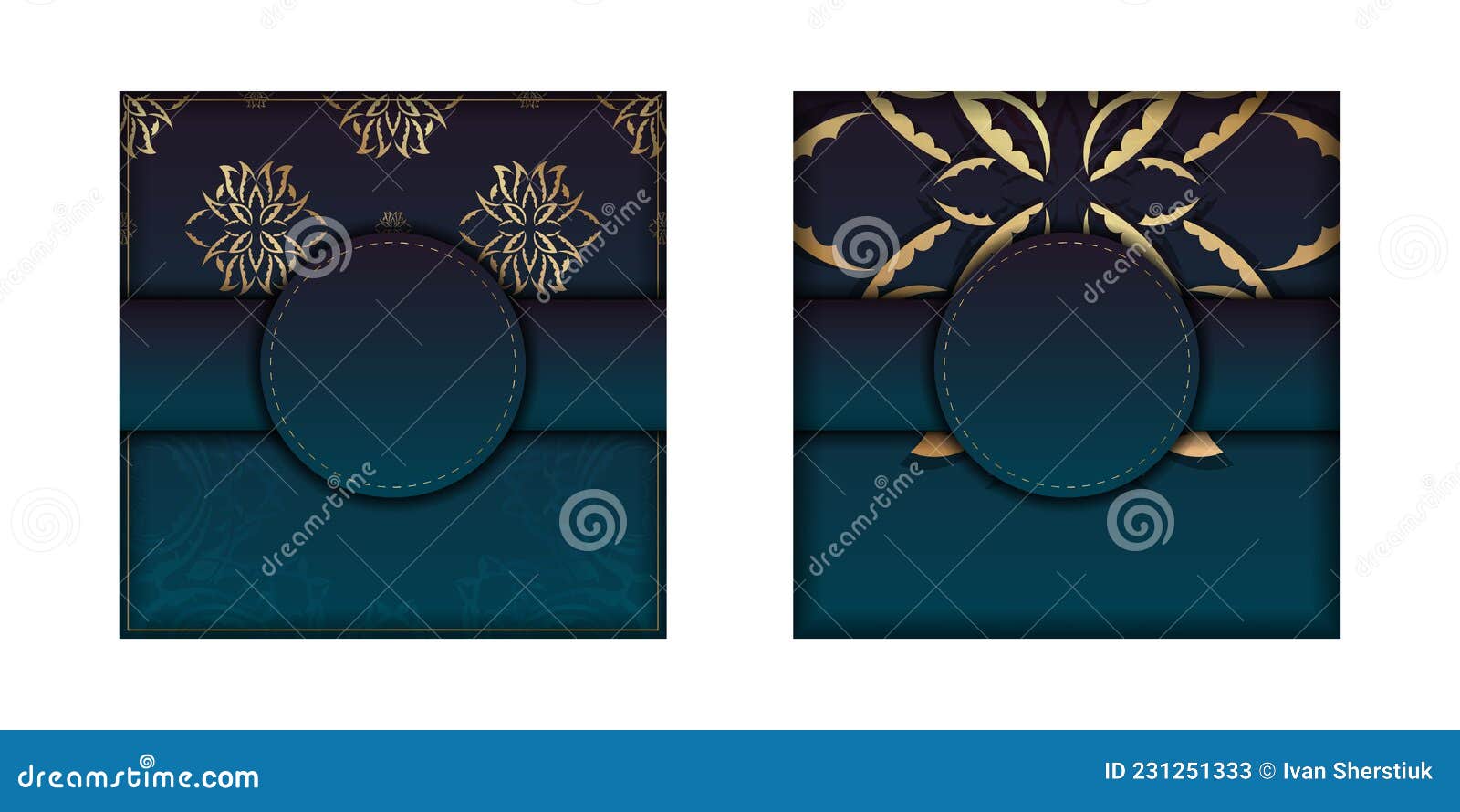 Gradient Blue Gradient Brochure Template with Indian Gold Pattern Ready ...