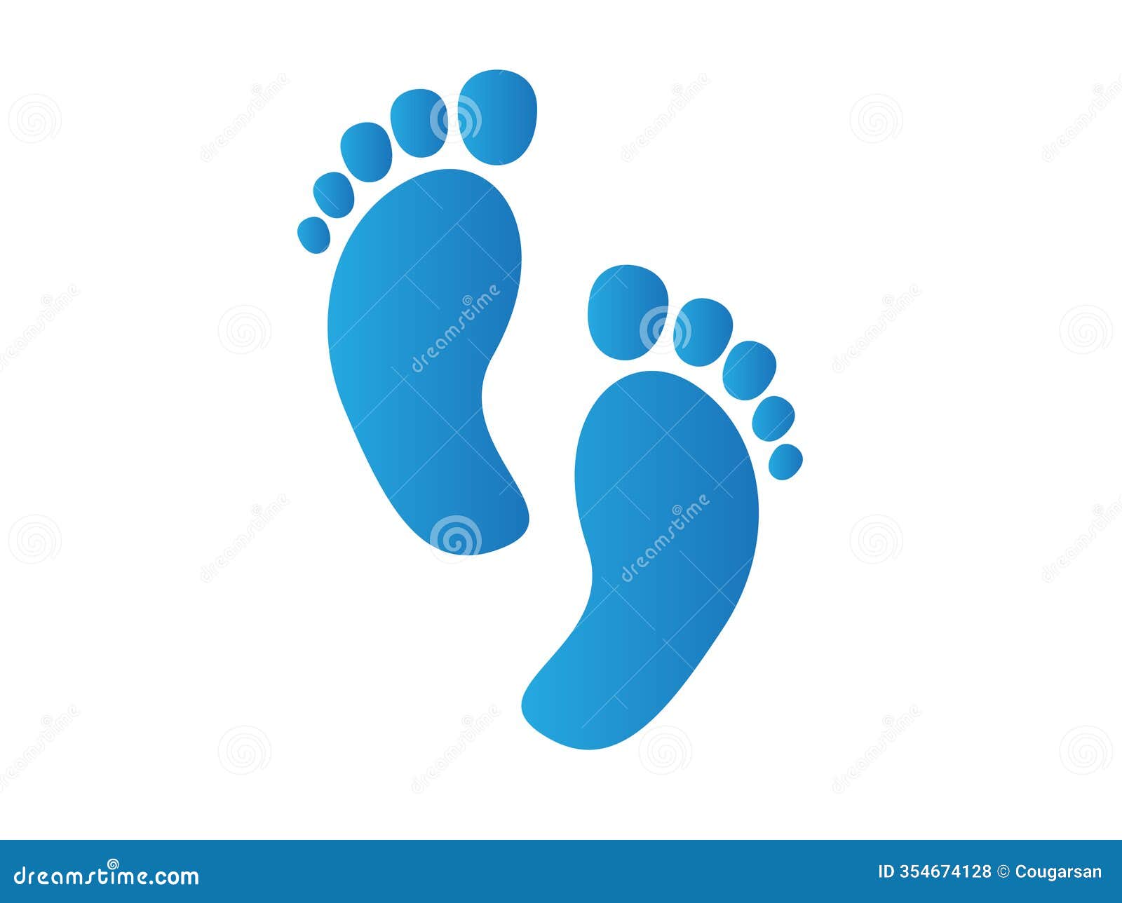Gradient Blue Two Human Footsteps, Showing Both Feet and All Five Toes ...