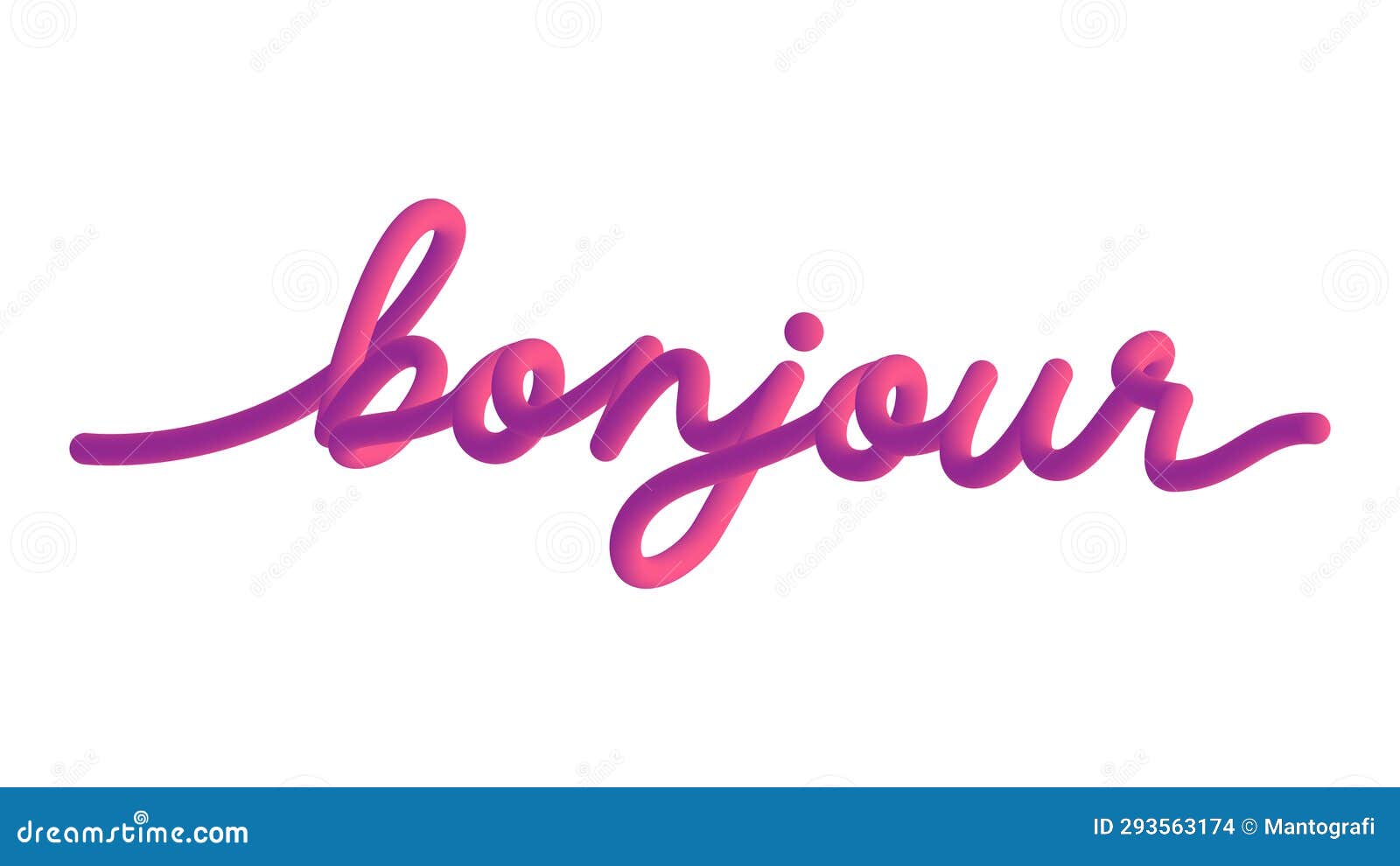 Colorful Bonjour Typography, with Color Gradations Like Balloons. Stock ...