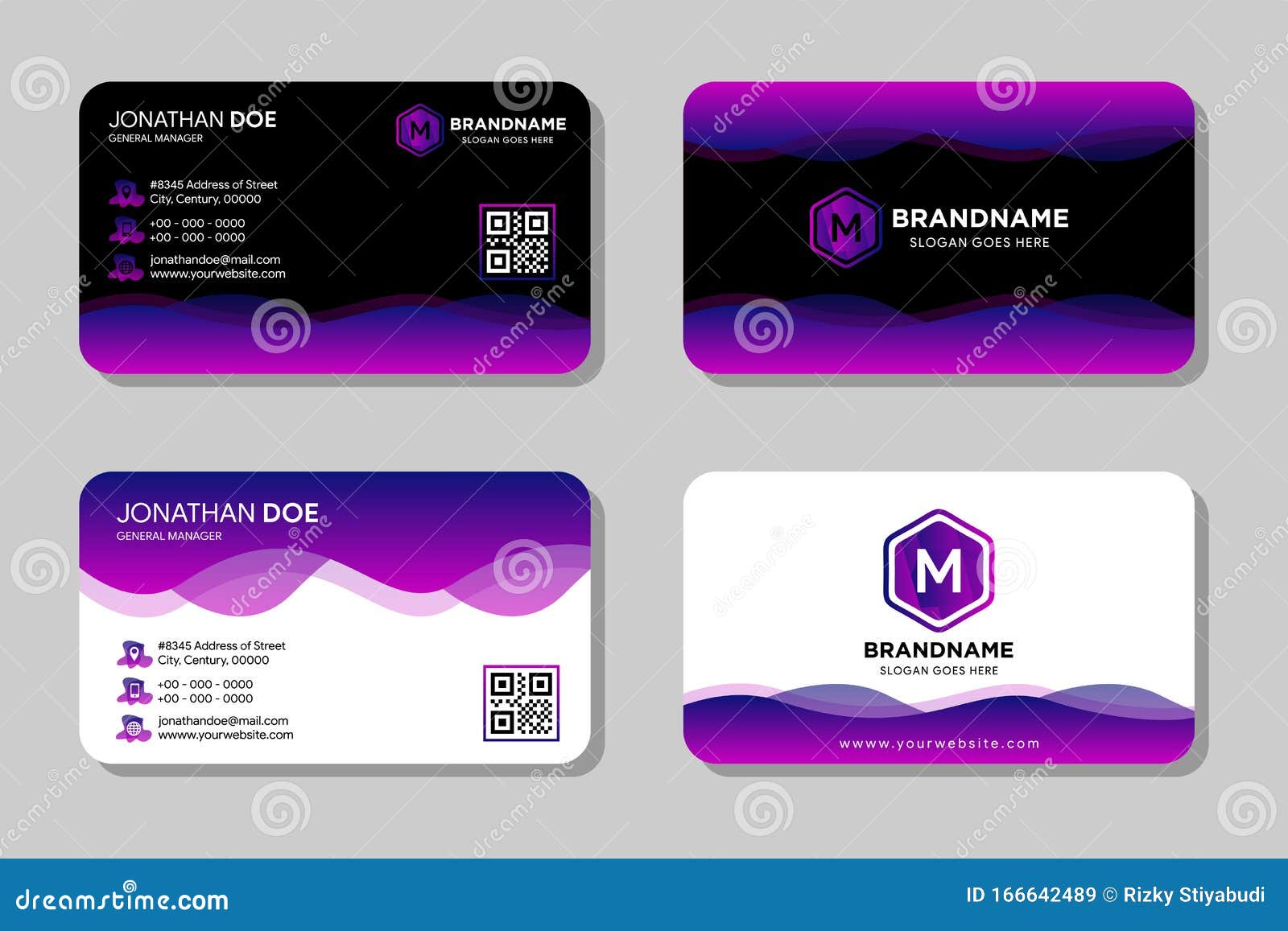 Purple Corporate Identity Template Design with Gradient Blue and Purple ...